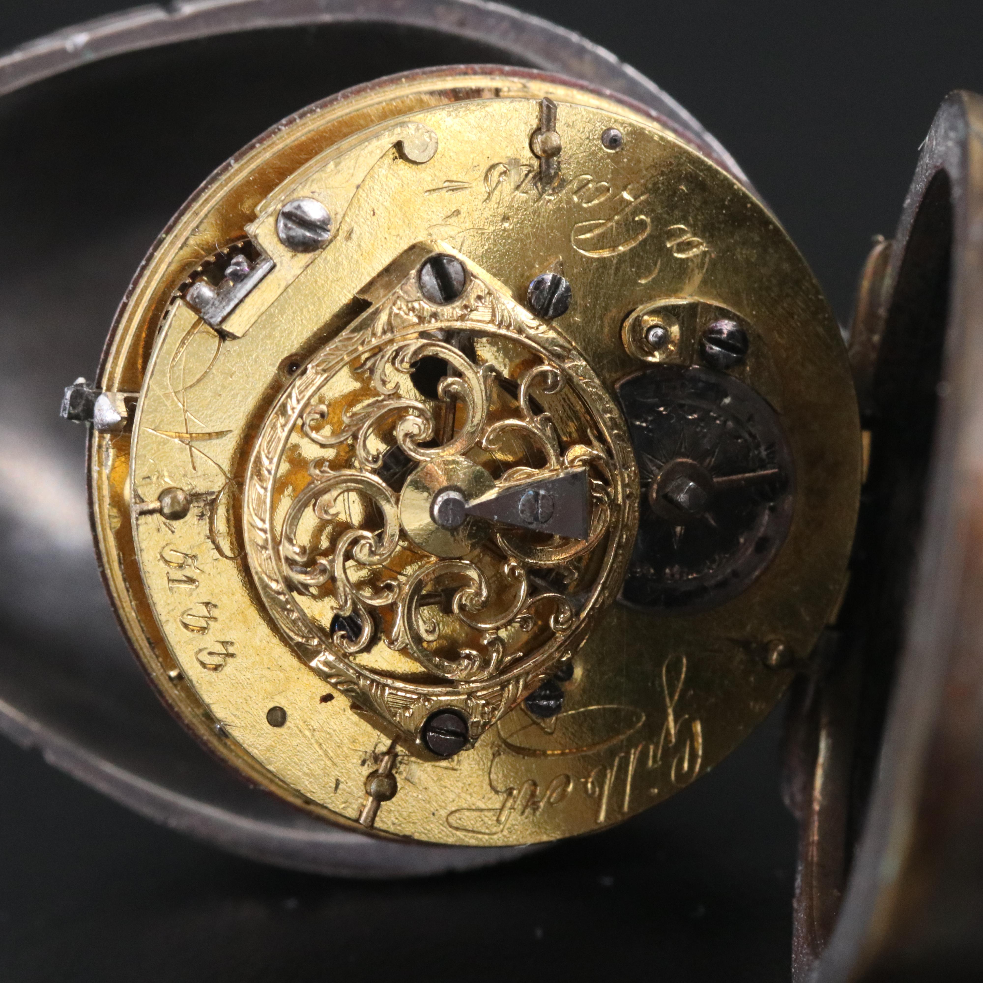 Antique Memento Mori Silver Skull Verge Fusee Pocket Watch with Chain ...