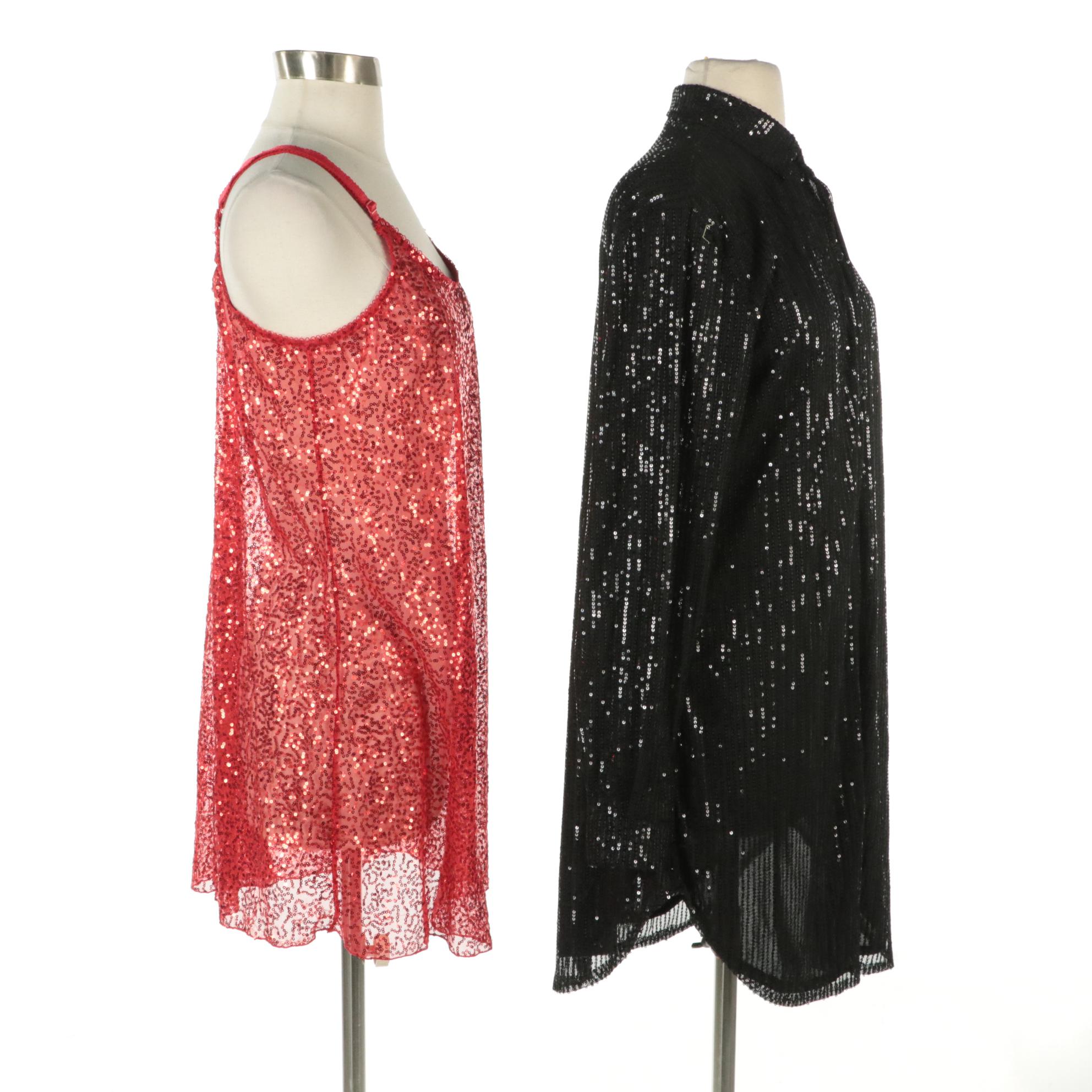 Passion Forever Lace/Sequin Nightgown and Other Sequin Shirt Jacket | EBTH