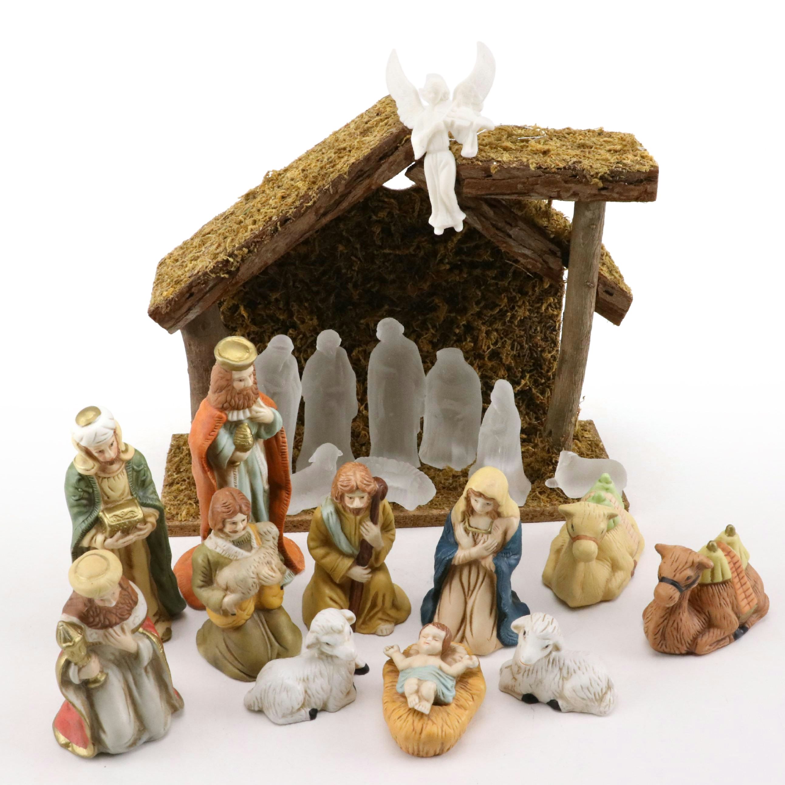 Frosted Glass and Porcelain Nativity Sets with Creche | EBTH