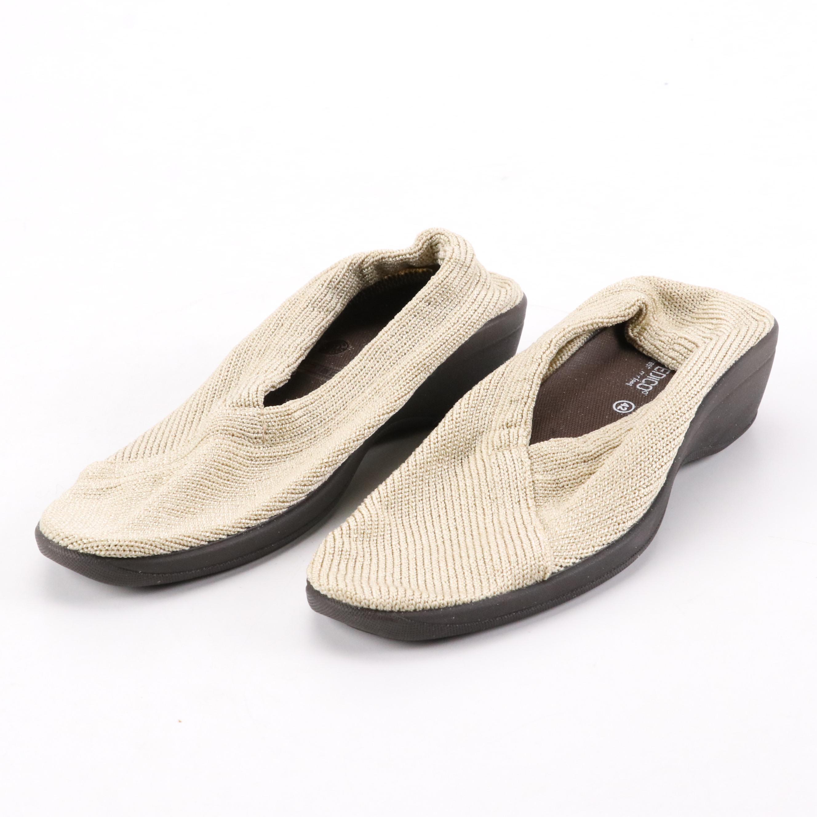 Arcopedico Knit Stretch Comfort Clogs in Black, Beige, and Navy Nylon ...
