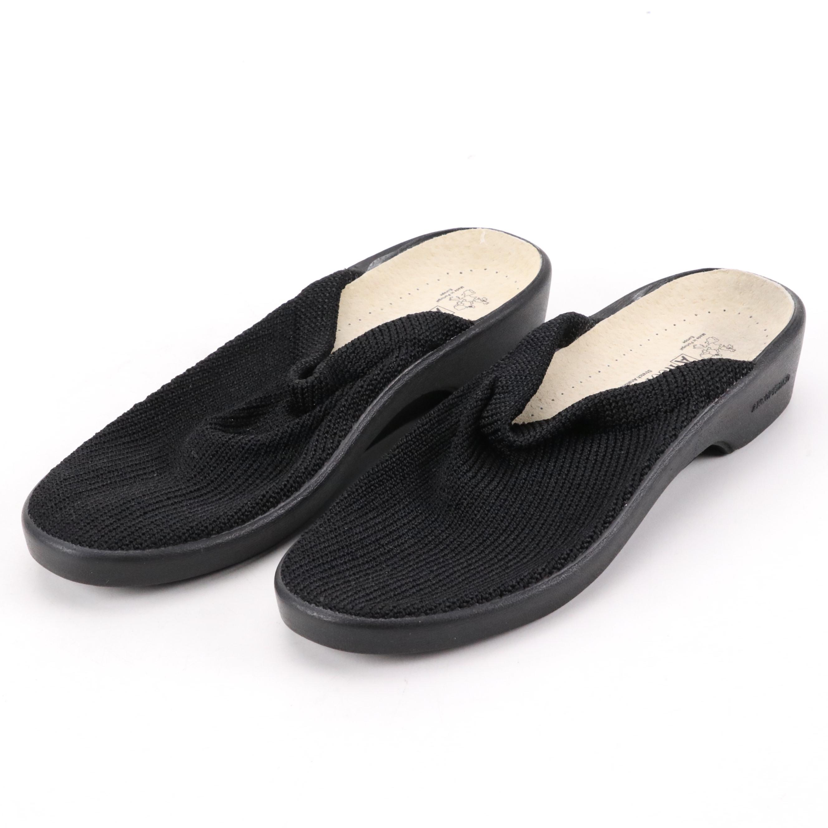 Arcopedico Knit Stretch Comfort Clogs in Black, Beige, and Navy Nylon ...