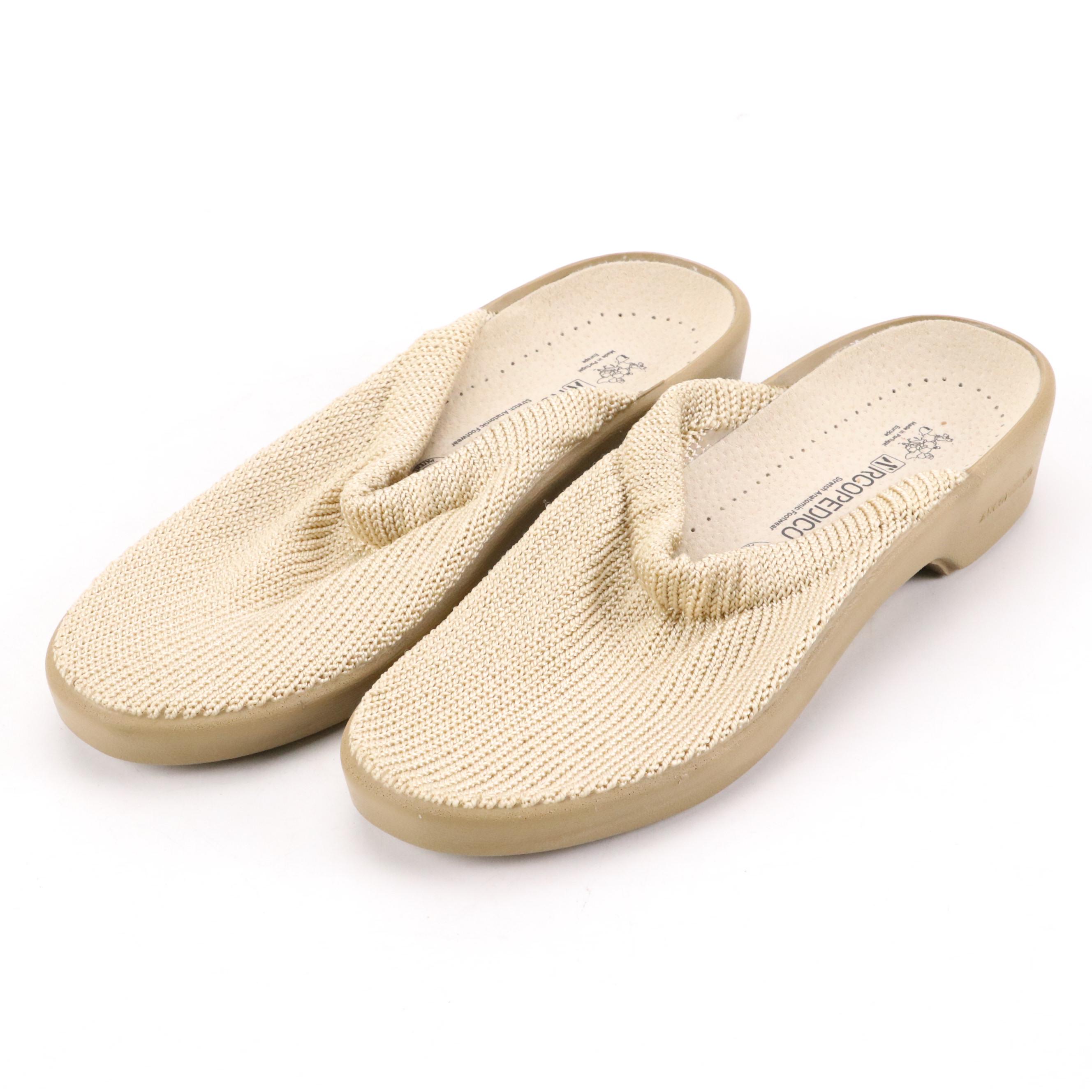 Arcopedico Knit Stretch Comfort Clogs in Black, Beige, and Navy Nylon ...