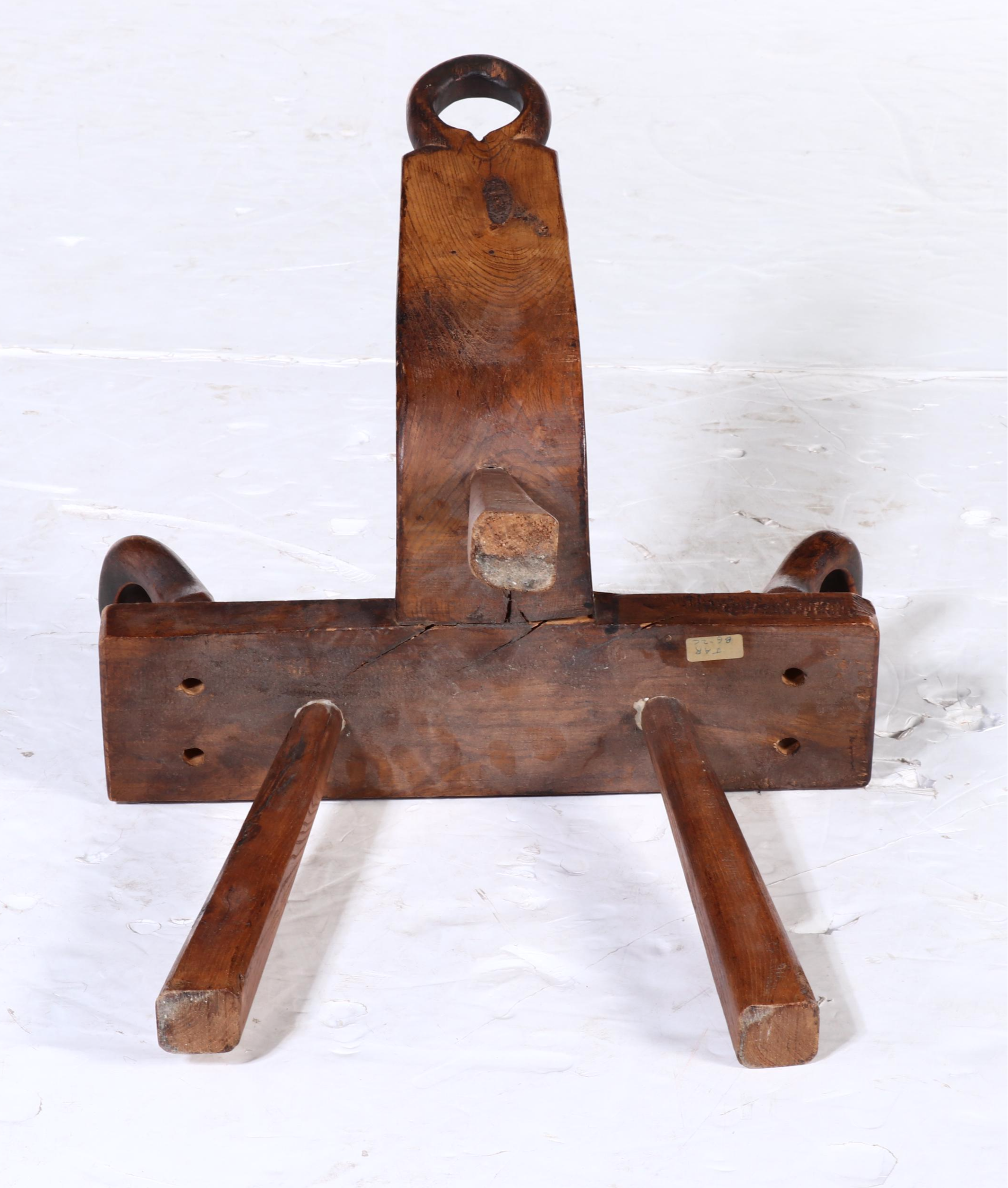 Spanish Brutalist Style Wooden and Leather Bootstrap Birthing Chair | EBTH