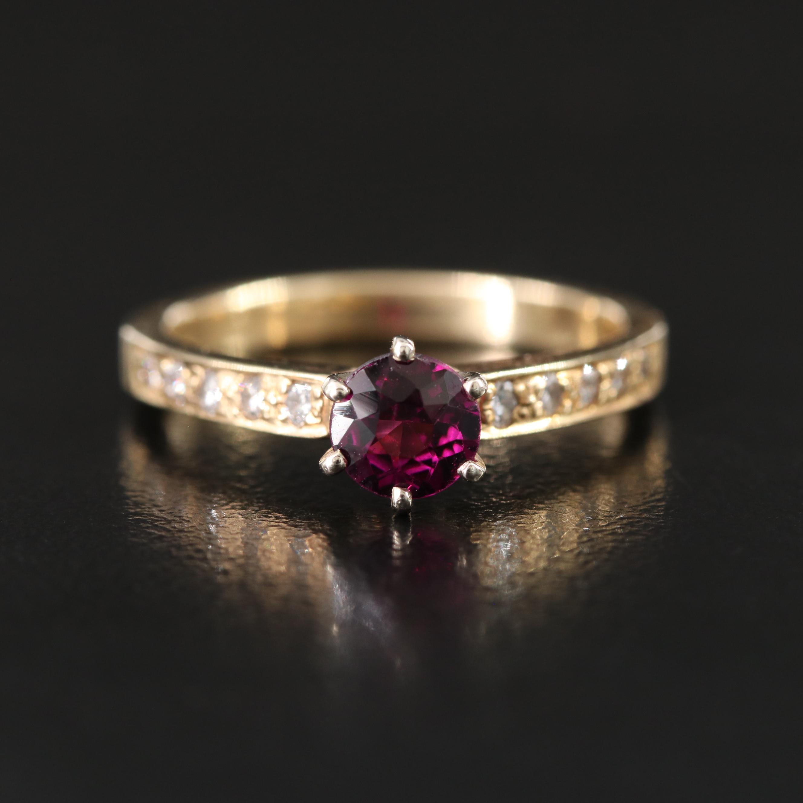 14K Garnet and Diamond Ring | EBTH