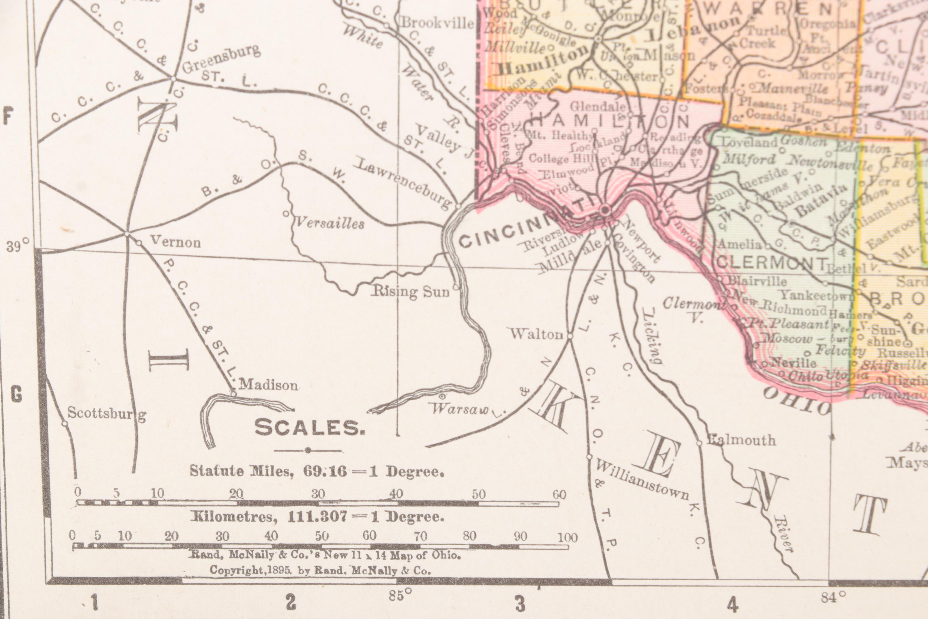 Rand, McNally & Co. Lithographic Map of The State of Ohio, c.1895 | EBTH