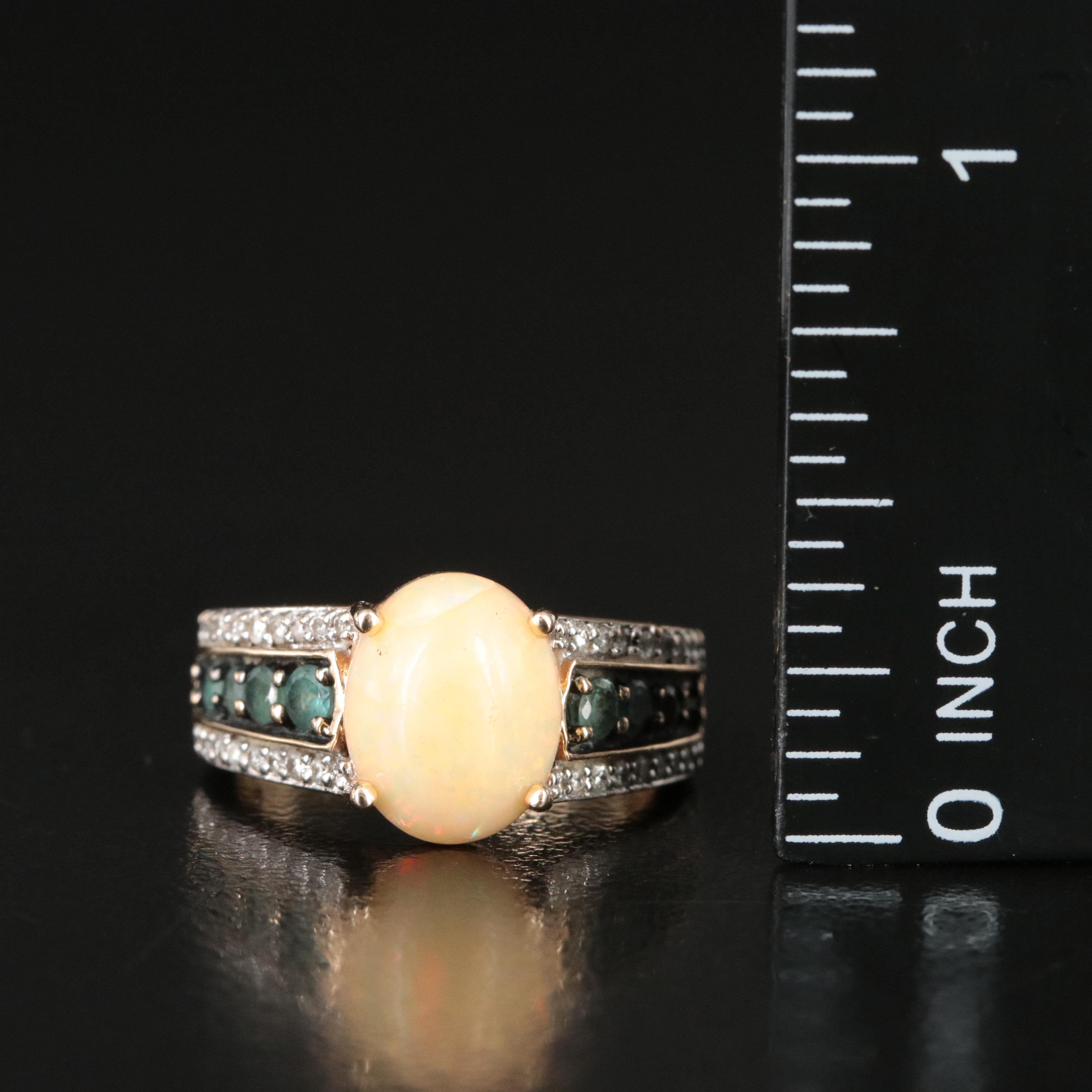 14K Opal, Alexandrite and Diamond Ring | EBTH