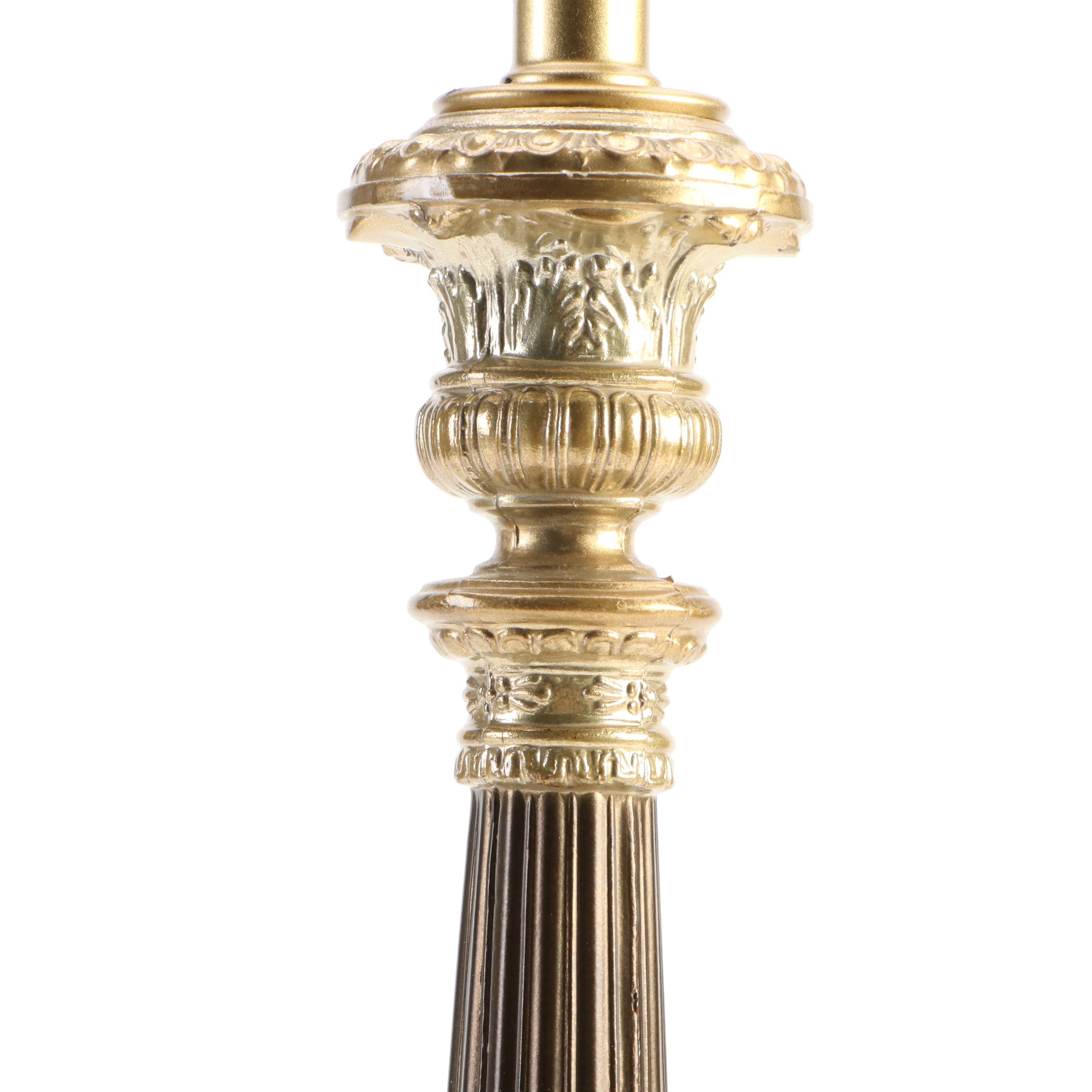 Gold-Painted Tripod Padfoot and Reeded Column Table Lamp | EBTH