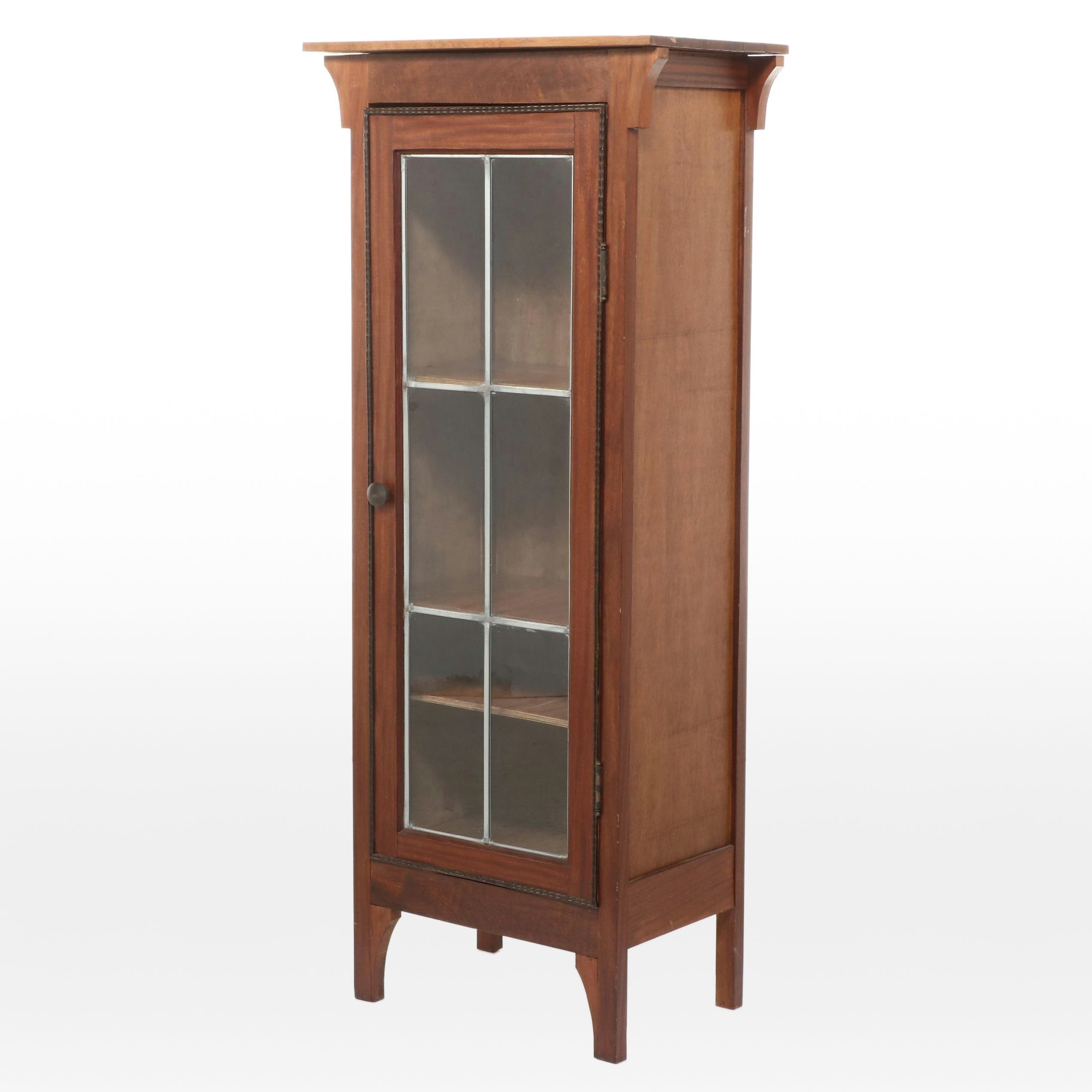 Wooden Craftsman Style Glass Front Curio Cabinet | EBTH