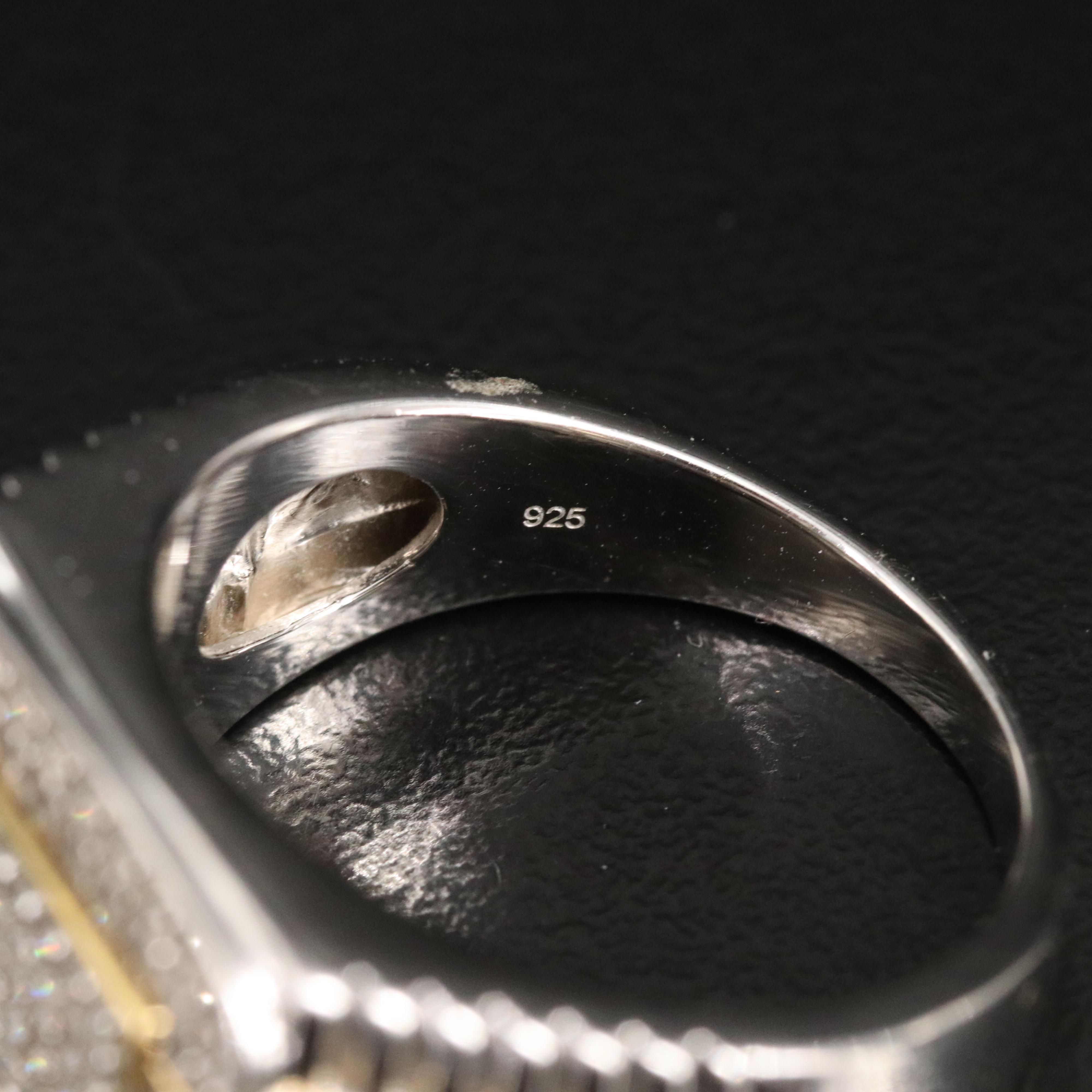 Sterling Diamond Rectangular Ring | EBTH