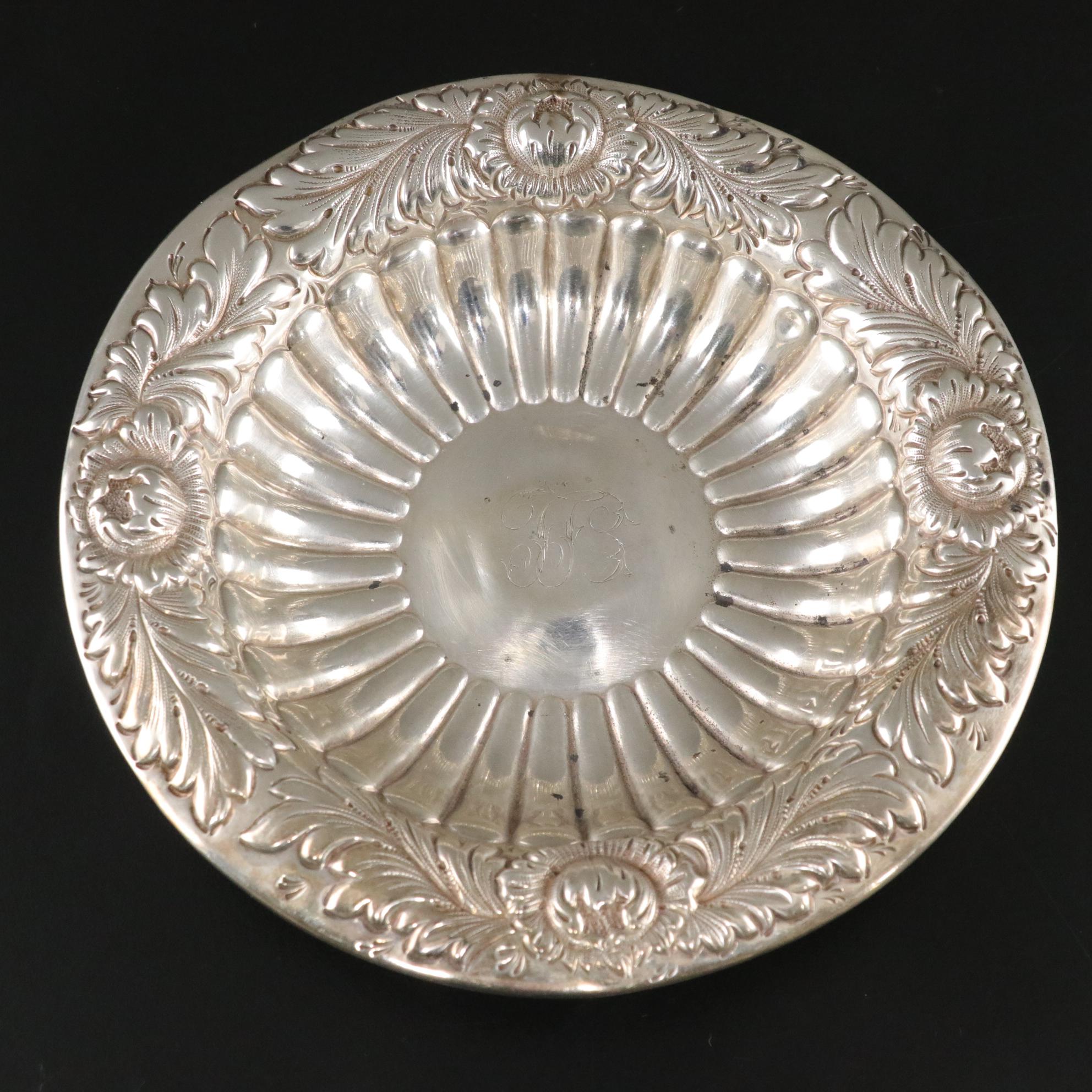 Black, Star & Frost Sterling Silver Chased Repousse Bowl, Early 20th ...