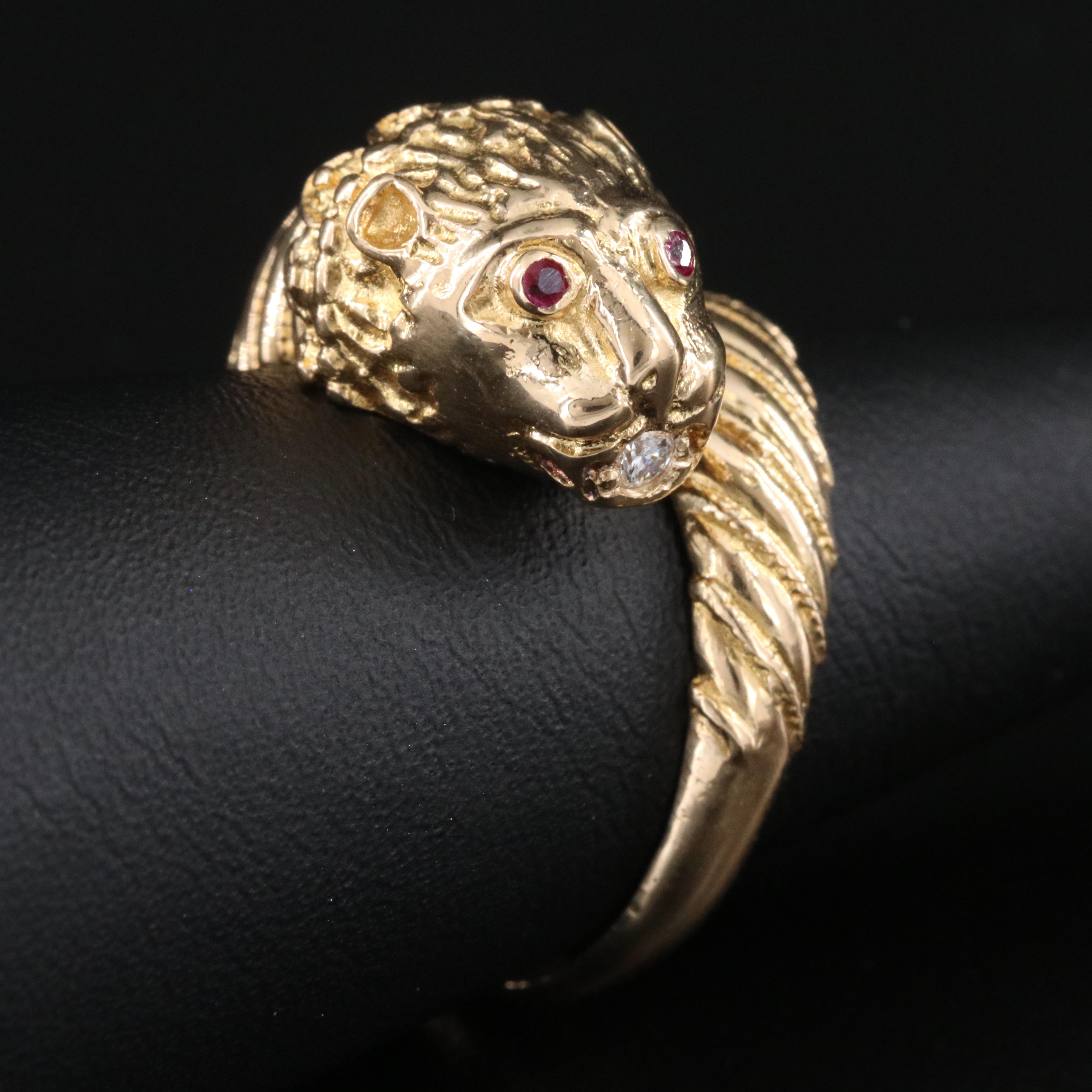 18K Diamond and Ruby Lion Wrap Ring | EBTH