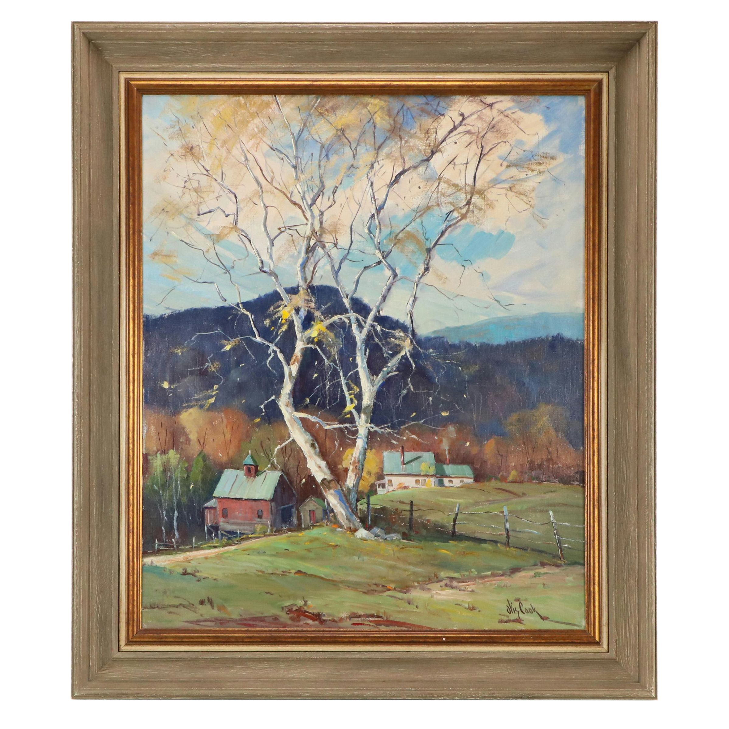 Otis Cook Alpine Rural Landscape Oil Painting, Circa 1965 | EBTH