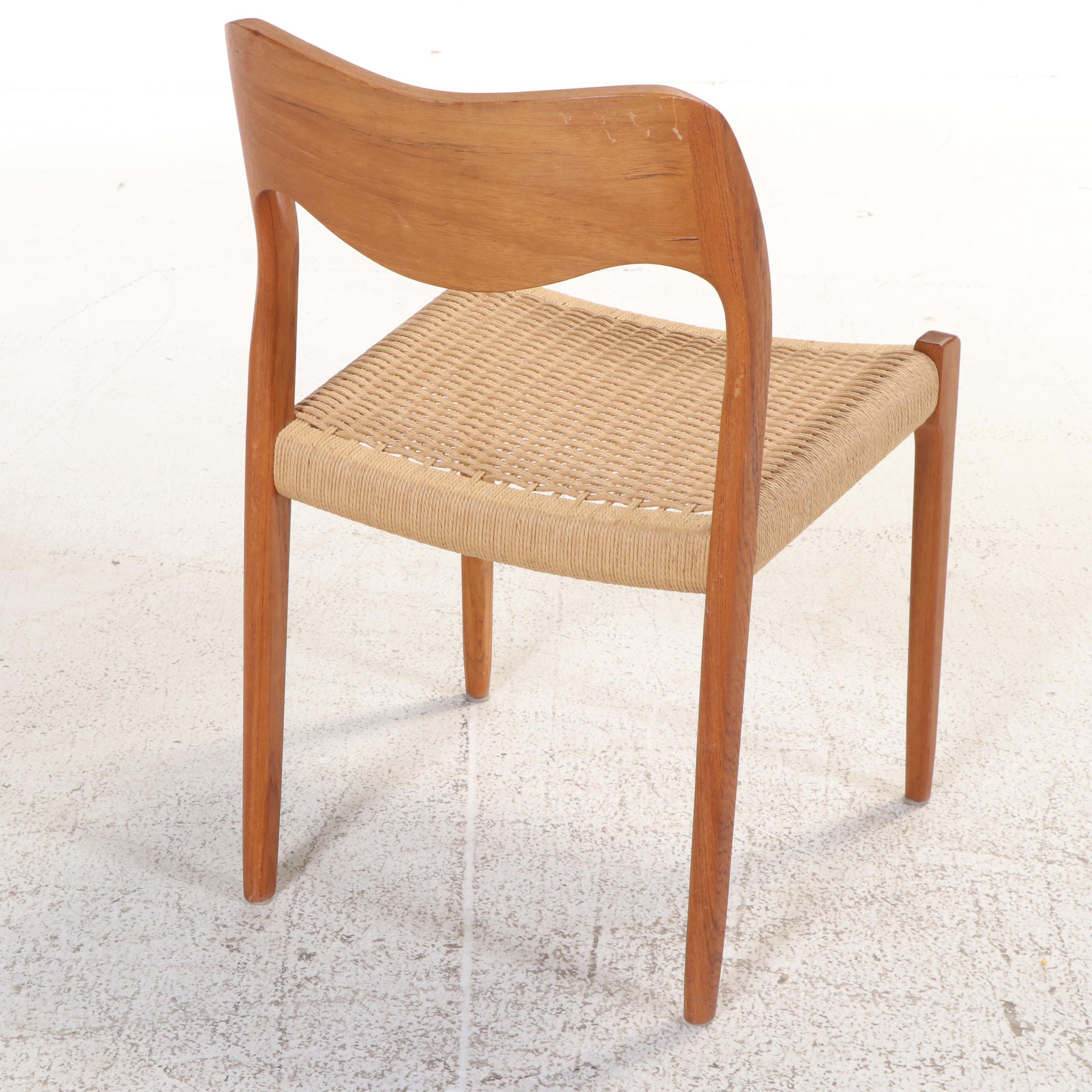 Danish Modern Tile & Teak Otmar Dining Table & Four Niels Moller Model ...