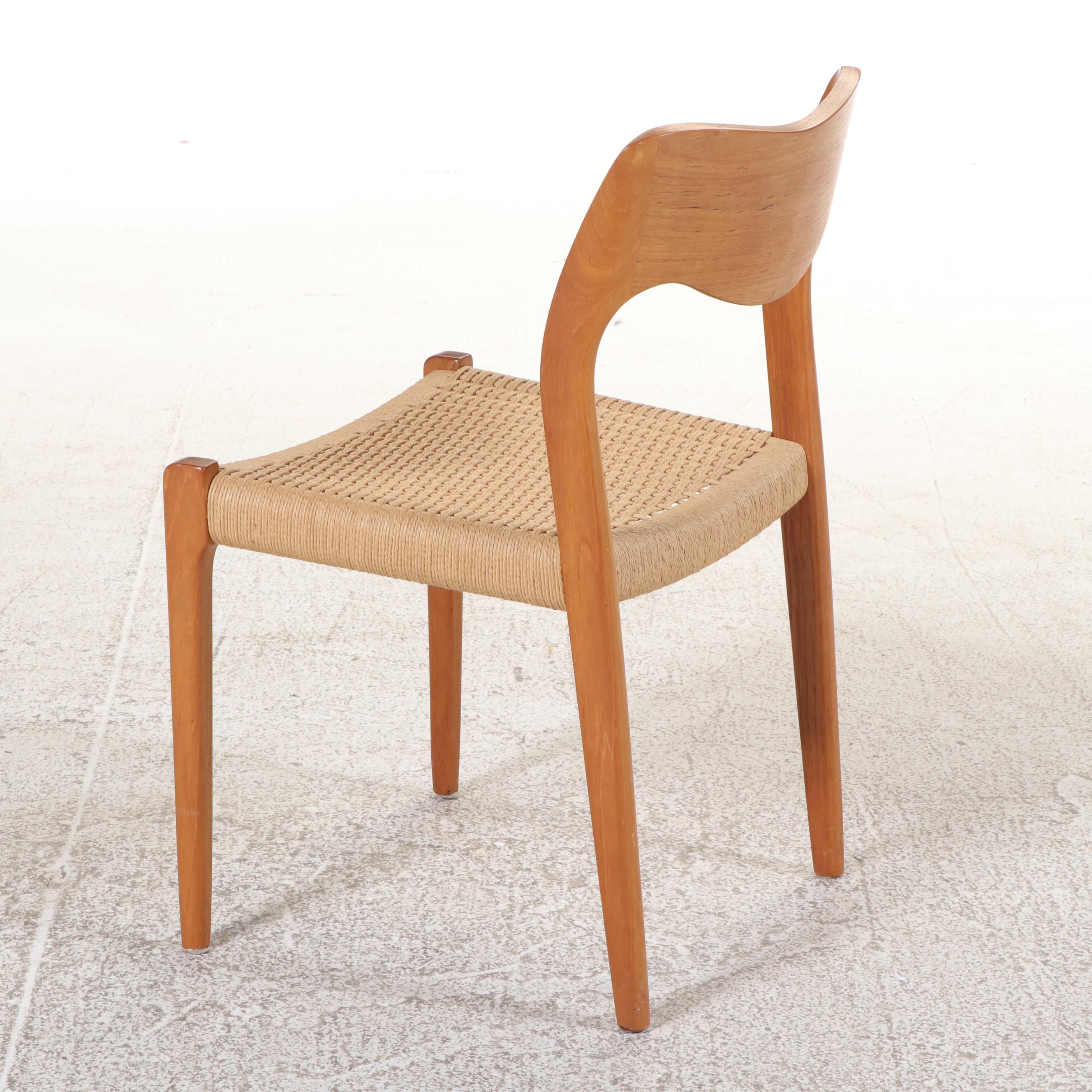 Danish Modern Tile & Teak Otmar Dining Table & Four Niels Moller Model ...