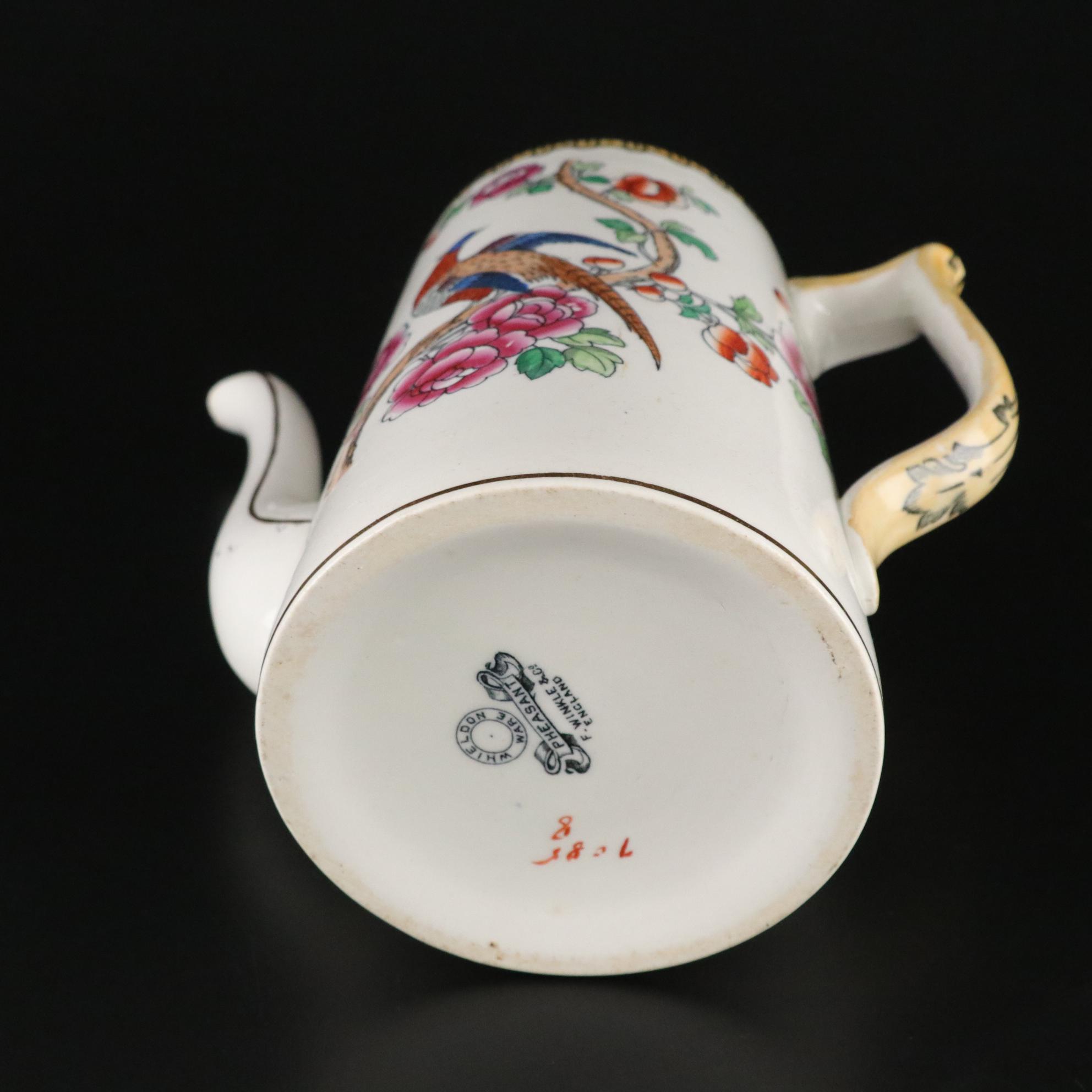 F. Winkle & Co. "Pheasant" Whieldon Ware Ceramic Dinner Service of Four ...