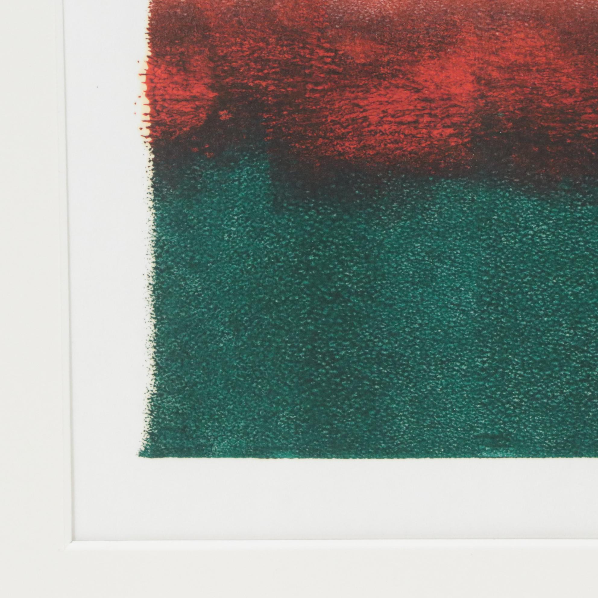 Nikki G. Orlemann Abstract Brayer Acrylic Painting "Red at Night," 1997 ...