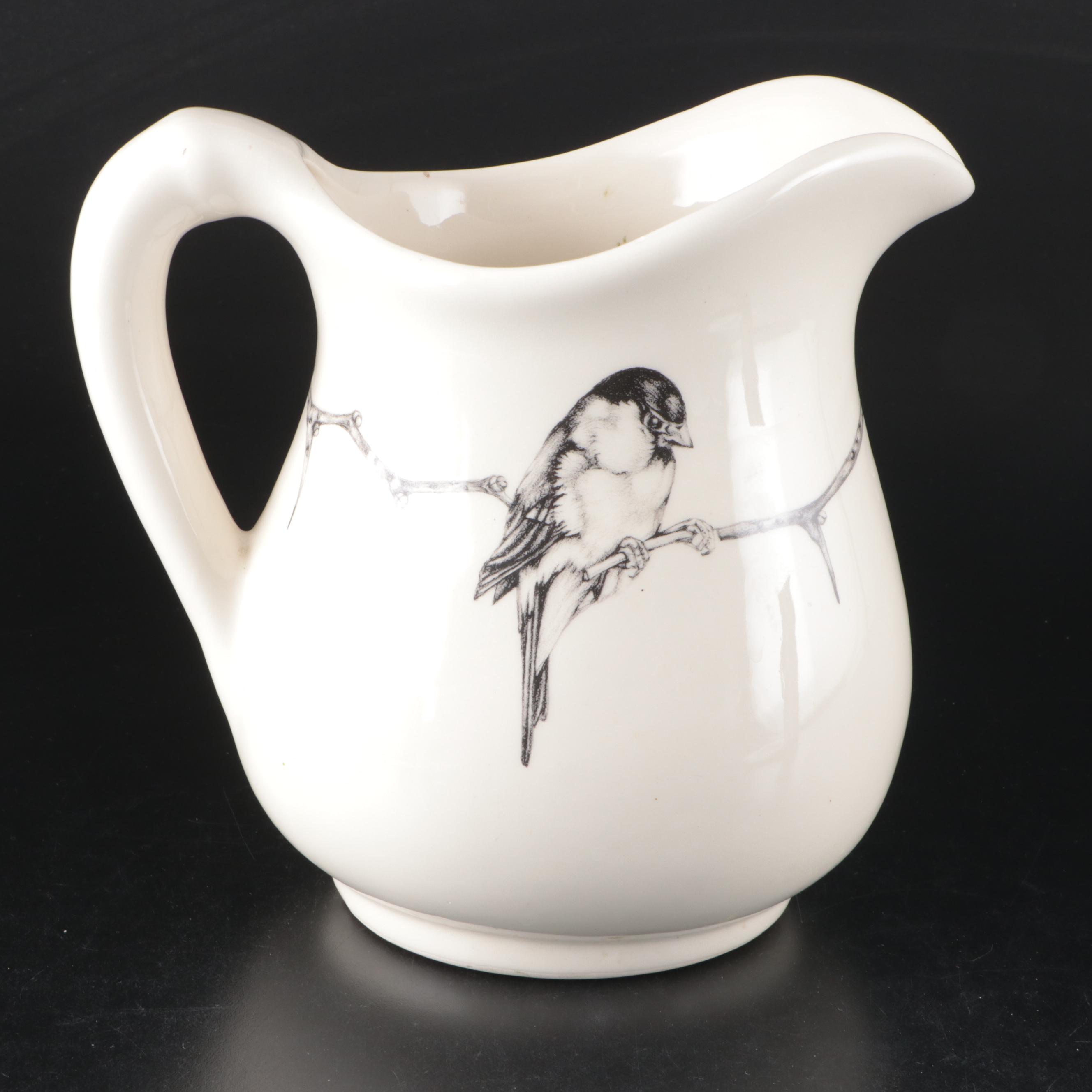 Laura Zindal Sparrow Motif Pitcher & Rae Dunn Royal Crown Motif Plate ...