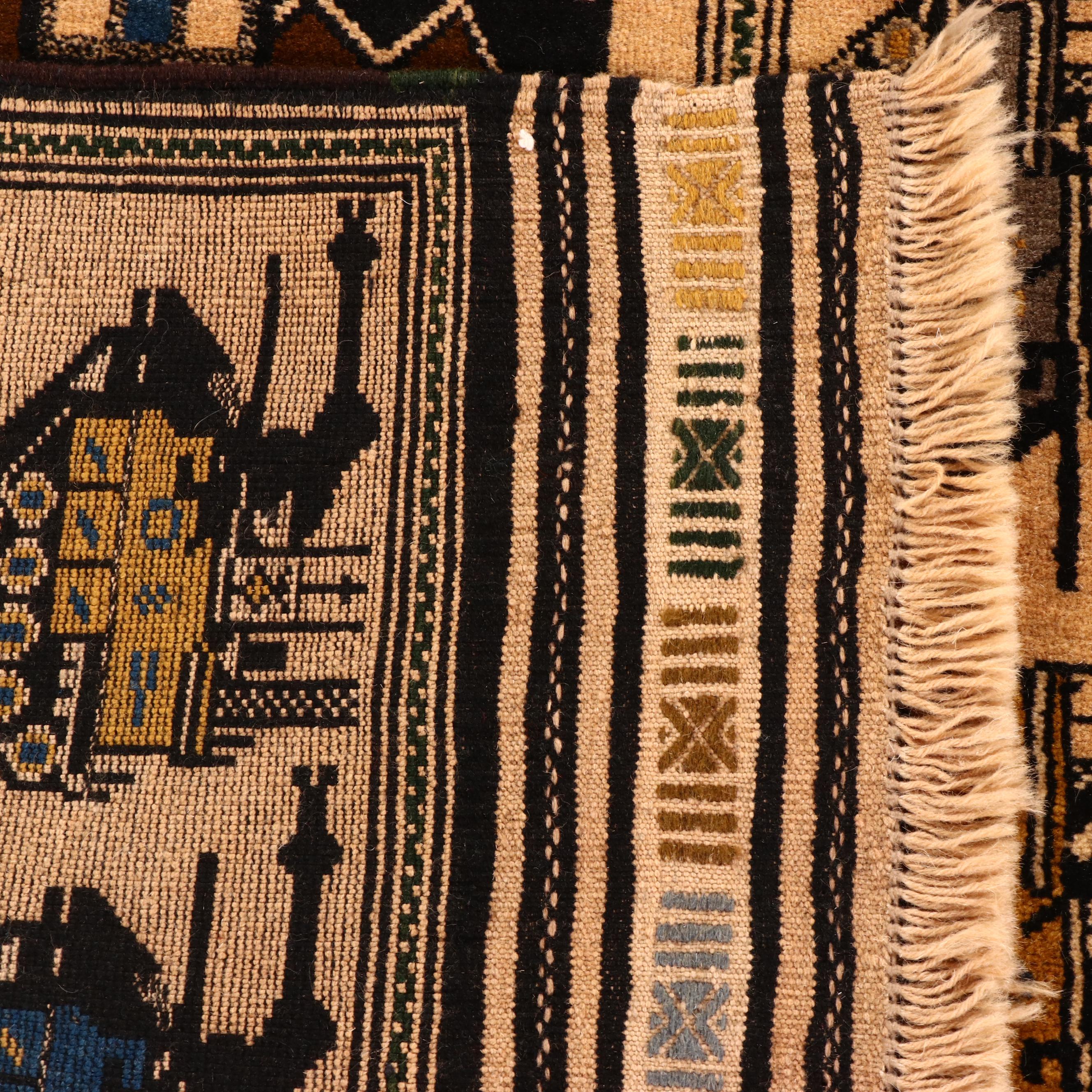 2'10 x 7'3 Hand-Knotted Afghan Pictorial War Carpet Runner | EBTH