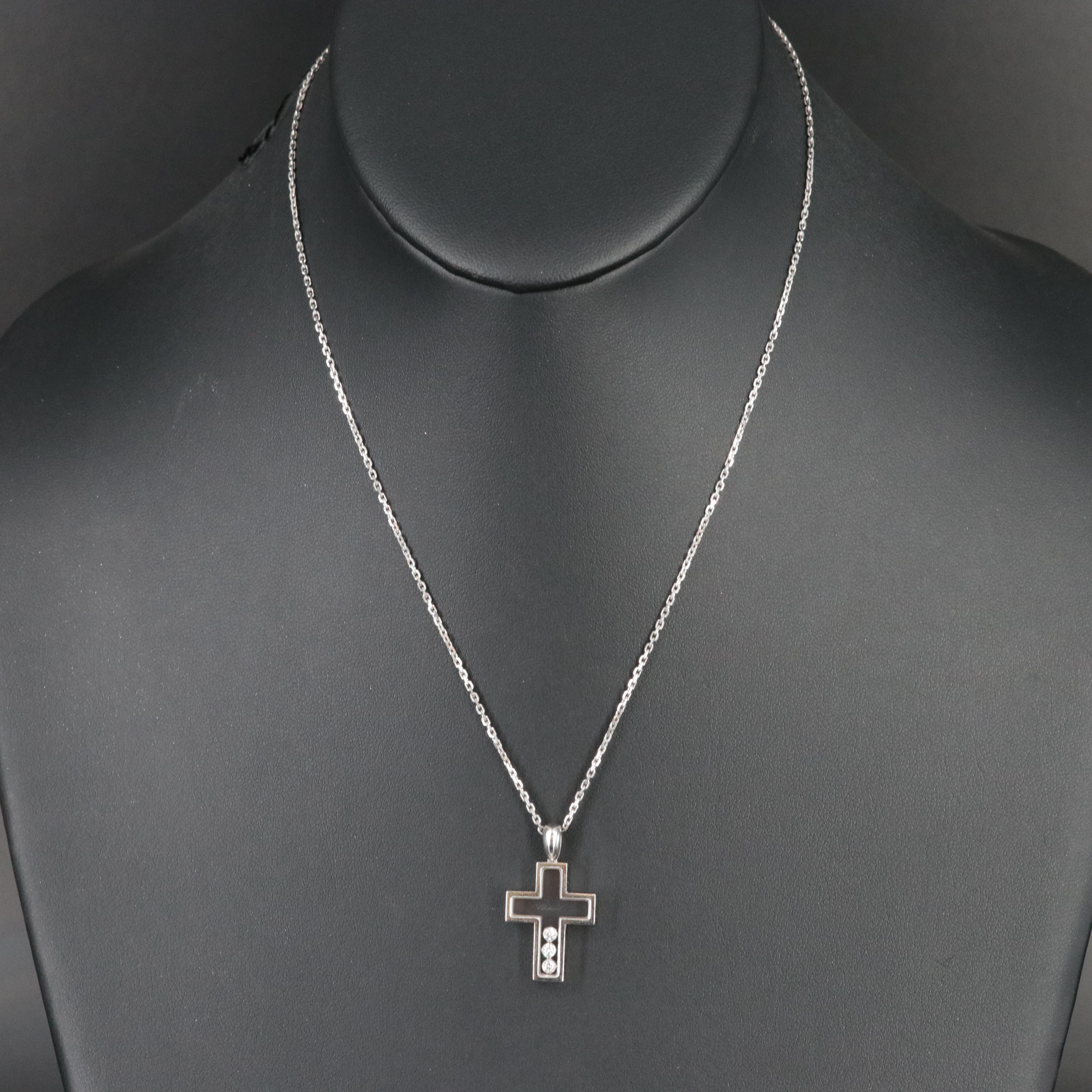 Chopard Happy Diamonds 18K and Floating Diamond Cross Pendant Necklace ...