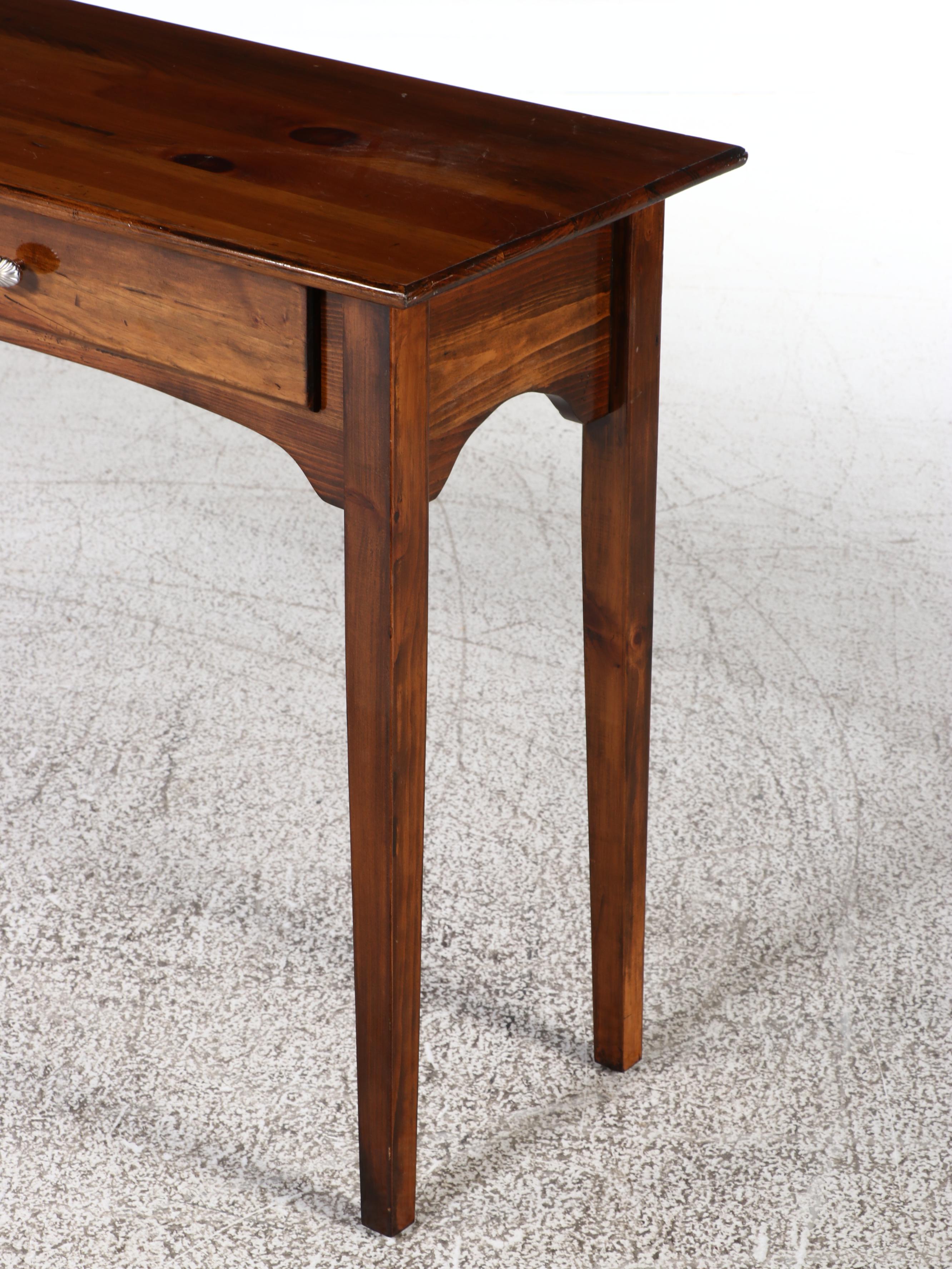 Early American Style Pine Two-Drawer Console Table | EBTH