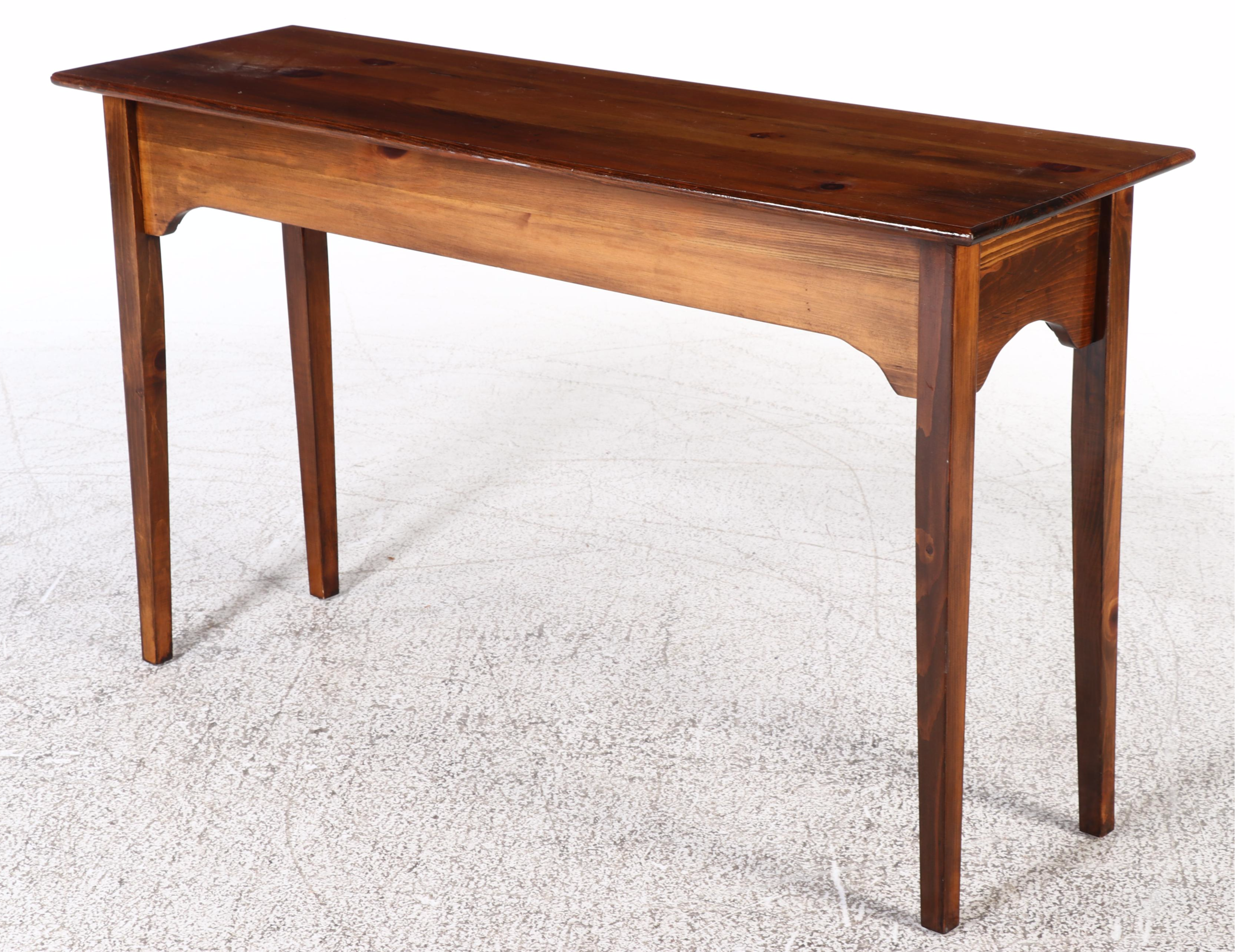 Early American Style Pine Two-Drawer Console Table | EBTH
