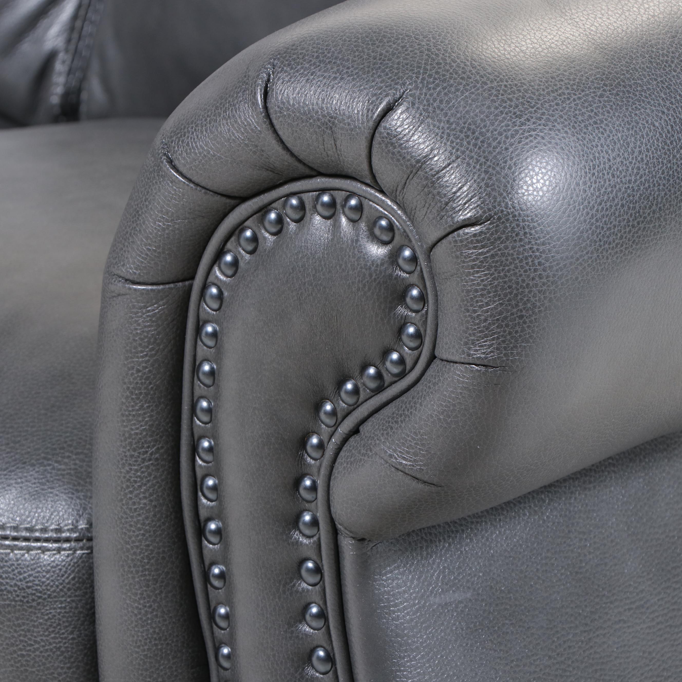 Trayton Furniture Leather-Touch Sofa with Nailheads | EBTH