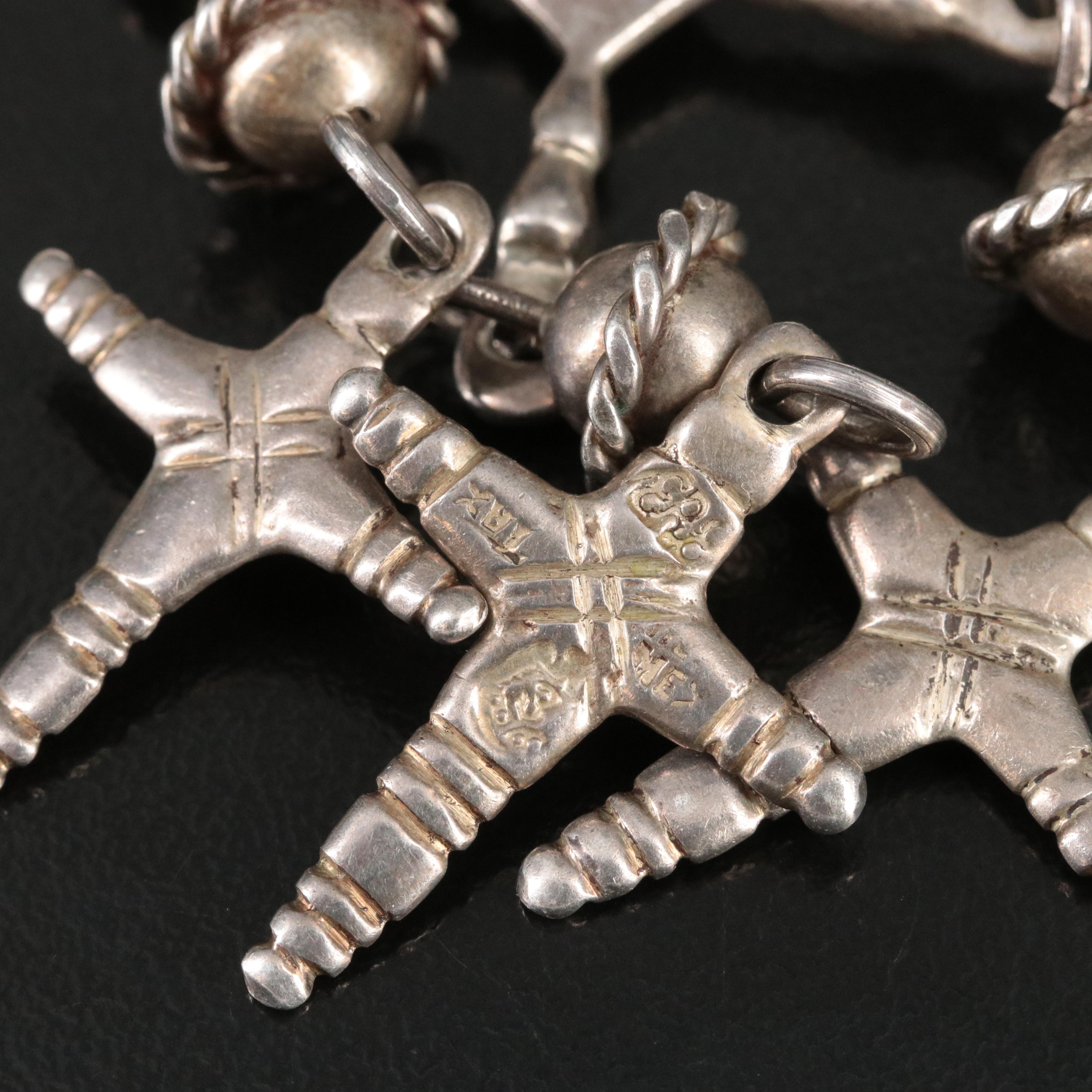 Sterling Charm Bracelet with Good Luck and Protection Amulets | EBTH