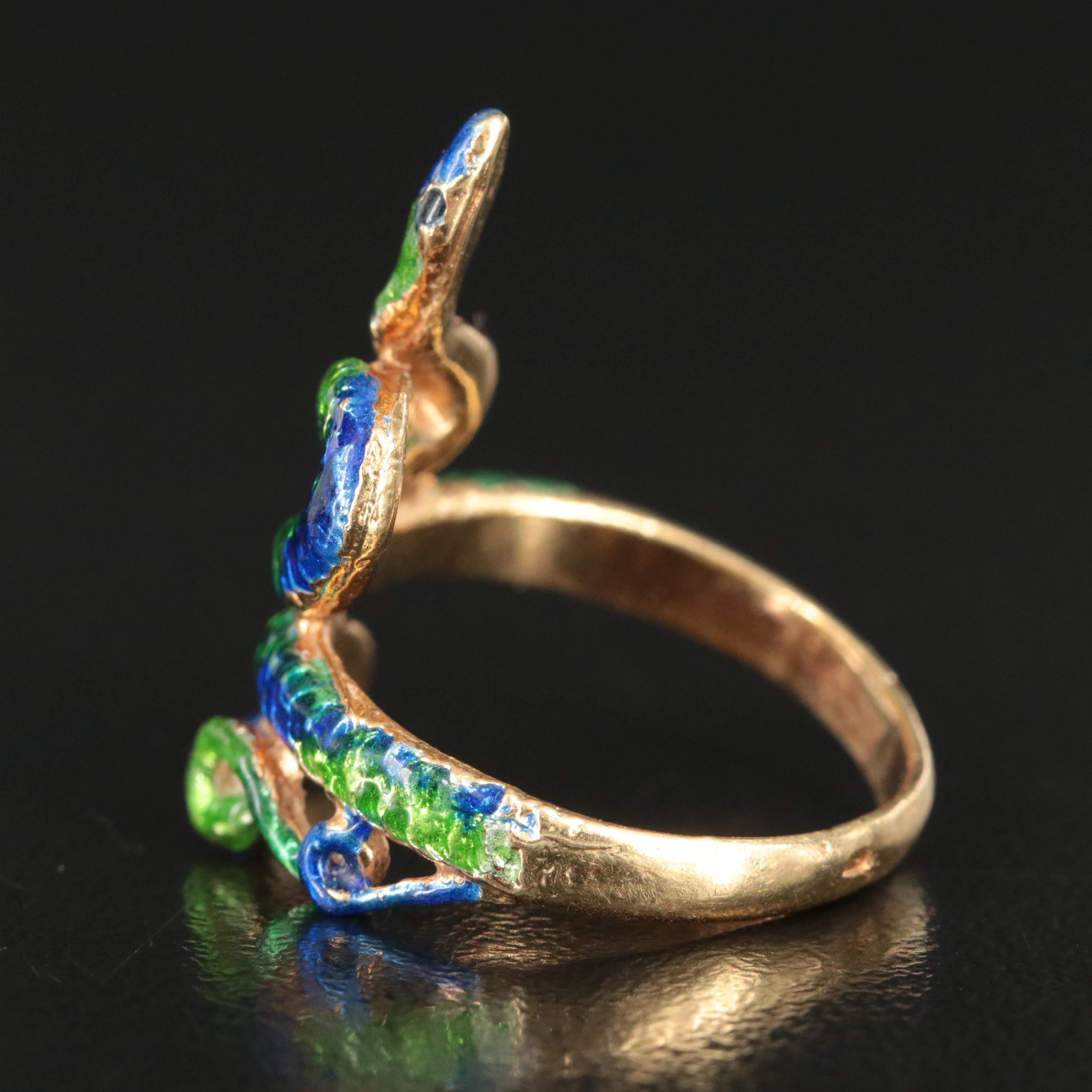 14K Enamel Snake Wrap Ring | EBTH