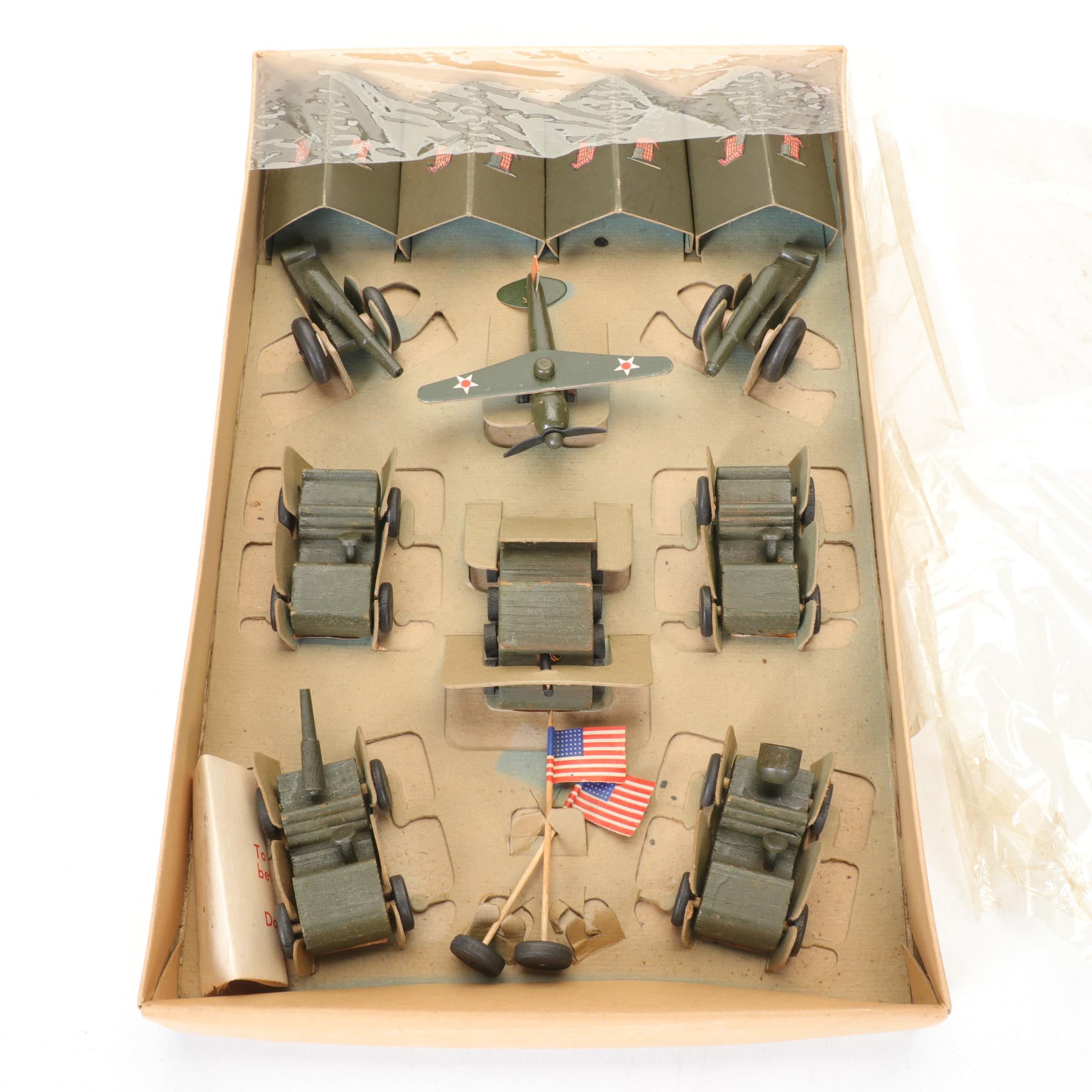 Jaymar "Midgies" "The Complete Miniature Mobile Army" Painted Wood Toys ...