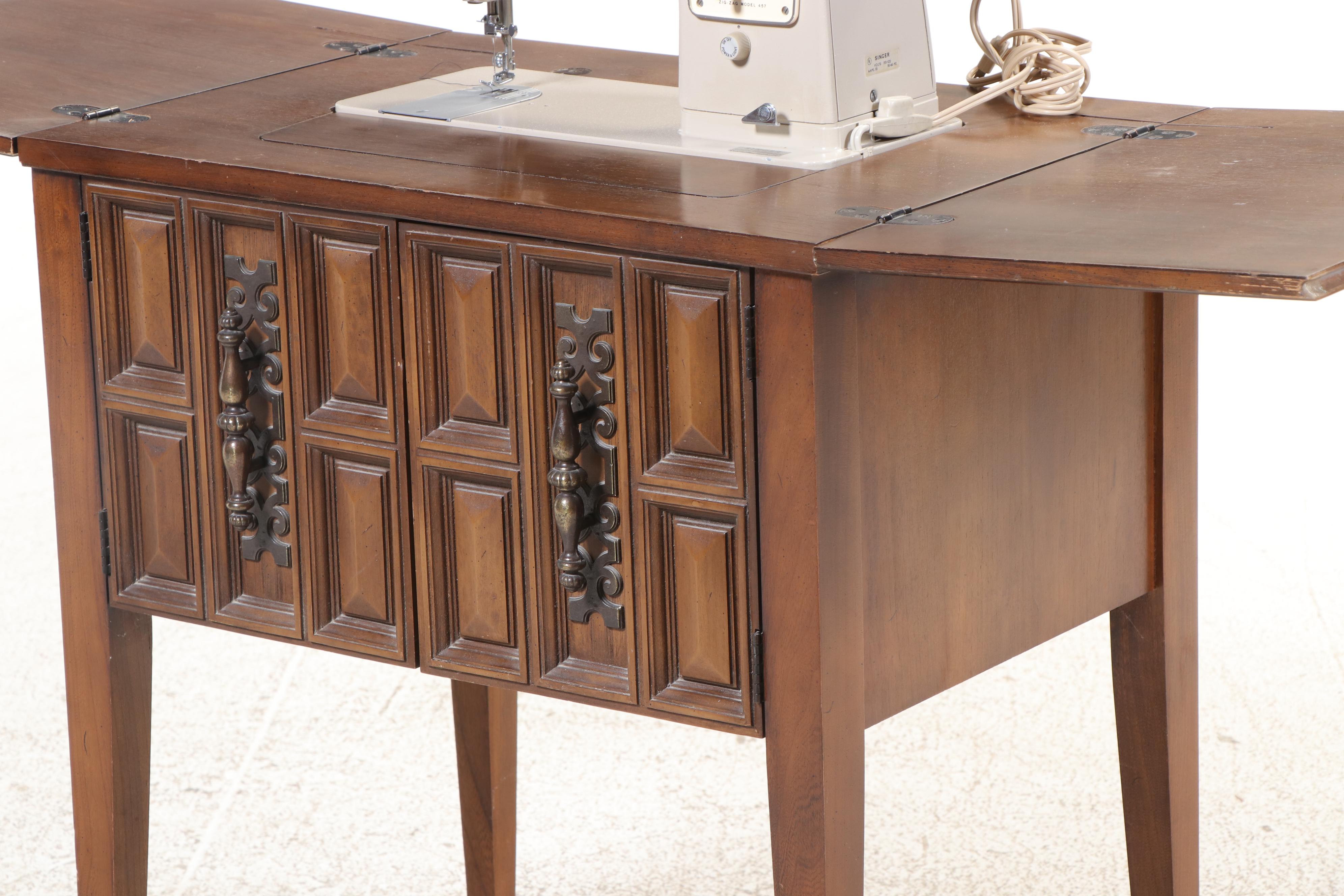 Singer Zig-Zag Model 457 Sewing Machine with Console Table and More | EBTH