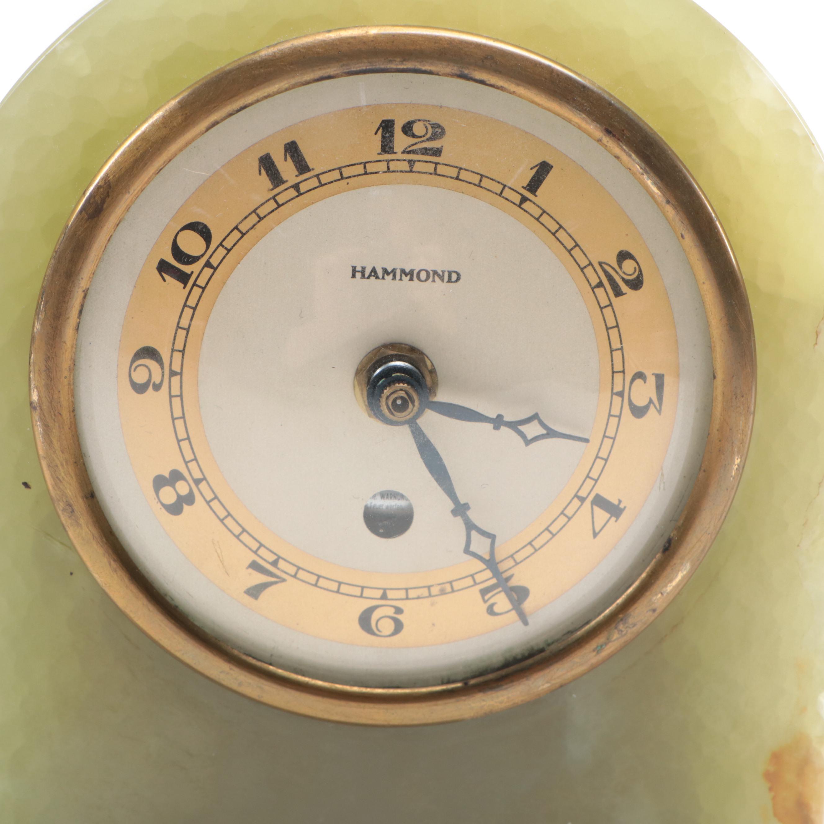 Hammond Domed Green Banded Calcite Desk Clock | EBTH