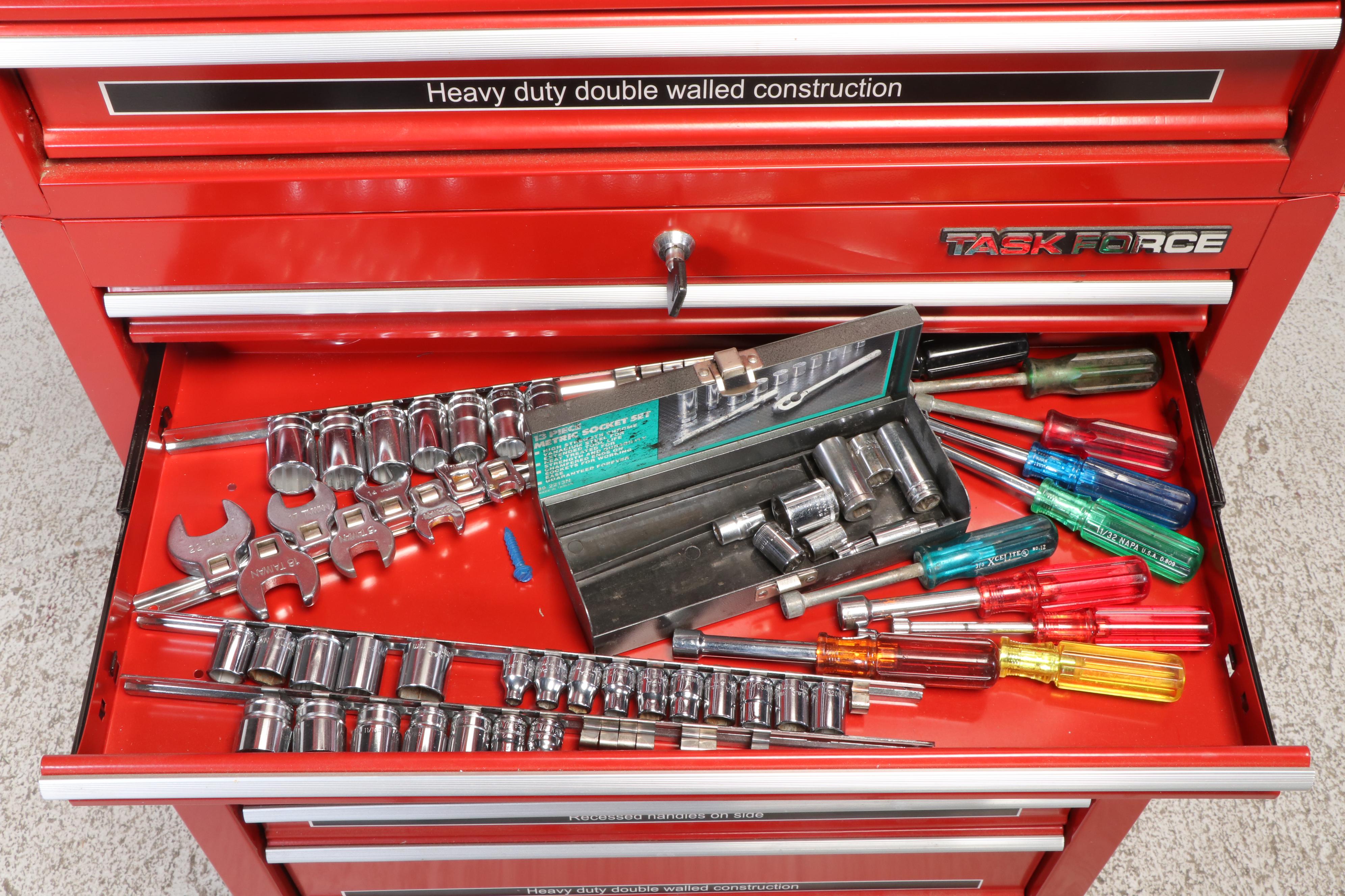 Task Force Tool Cabinet with Snap-on and Other Wrenches, Screwdrivers ...
