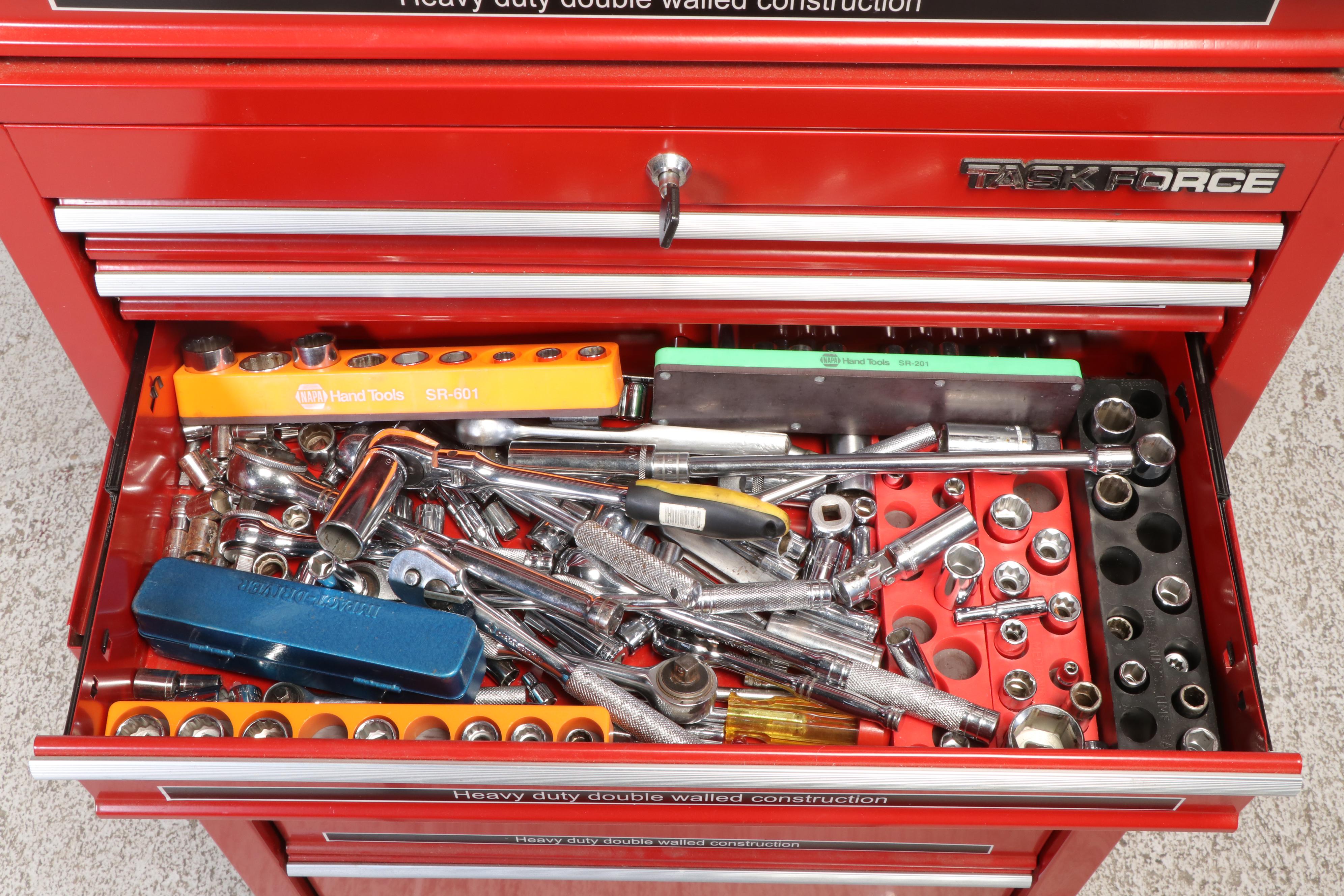 Task Force Tool Cabinet with Snap-on and Other Wrenches, Screwdrivers ...