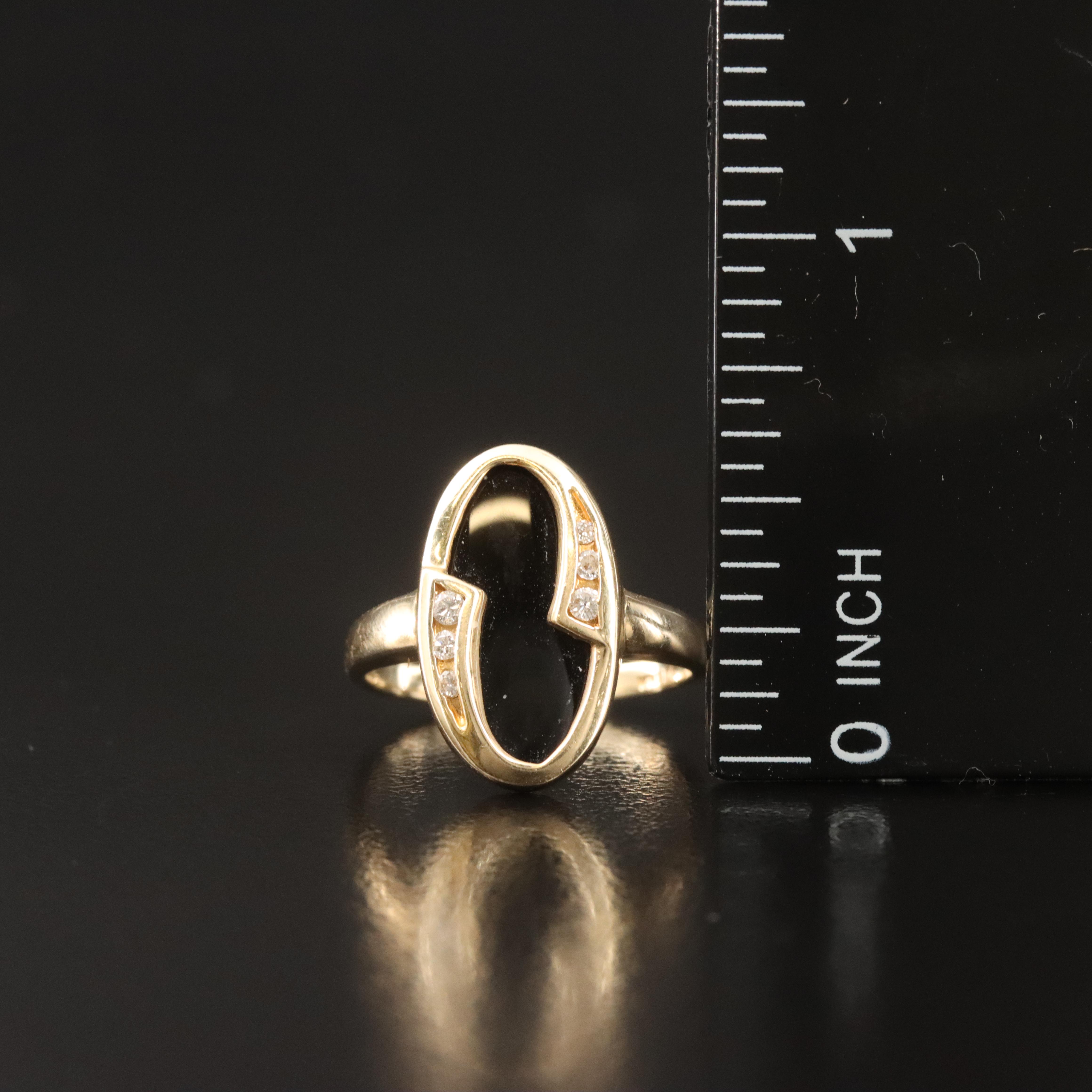 14K Black Onyx and Diamond Ring | EBTH