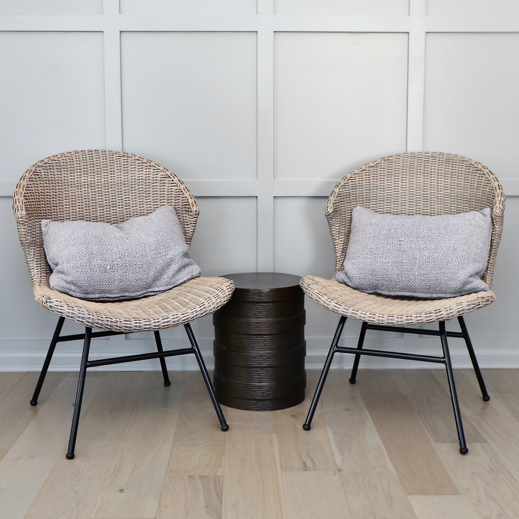 Safavieh "Polina" Rattan Chairs, Four Hands "Trello" Textured Metal ...