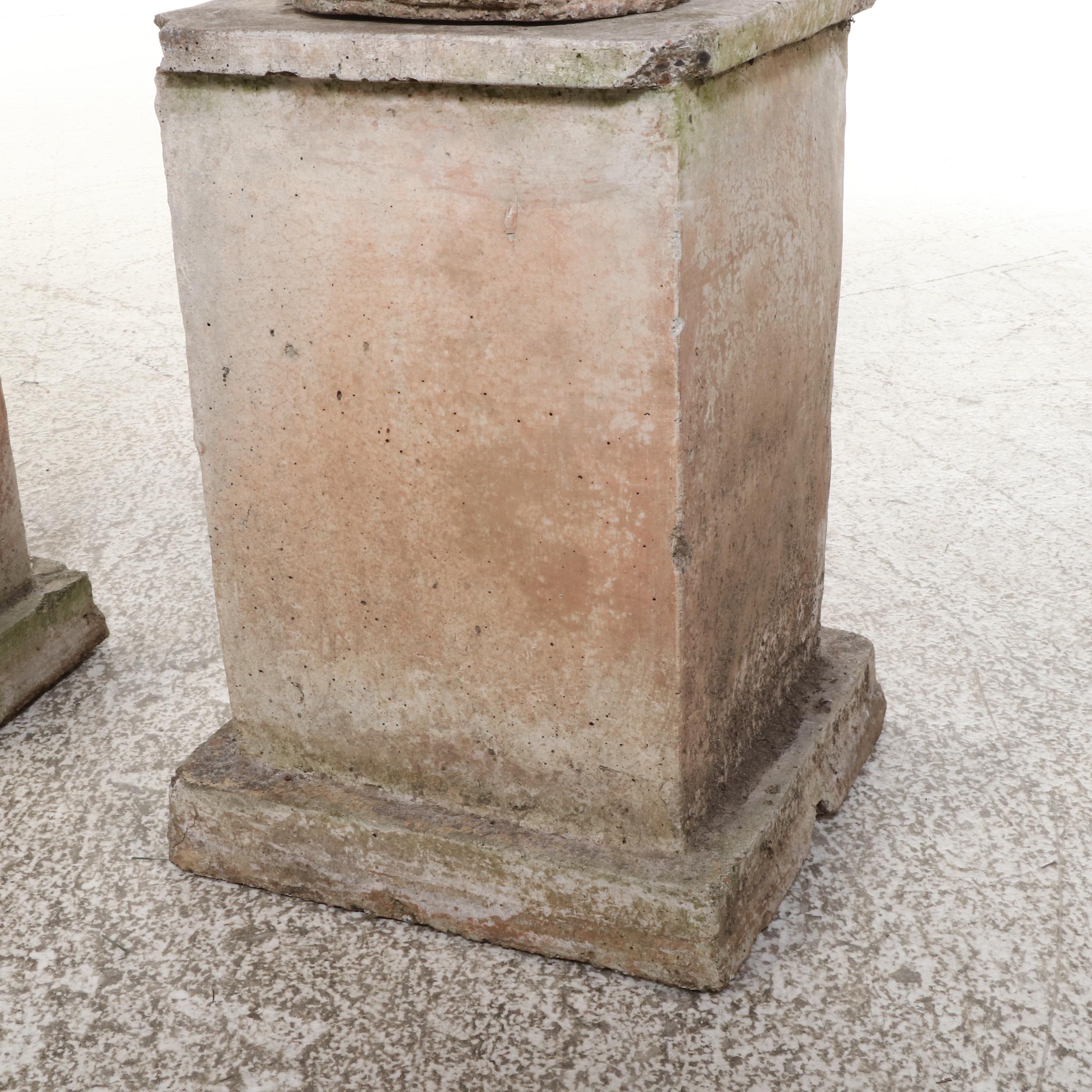 Pair of Neoclassical Style Cast Concrete Putti Riding Dolphin Garden ...