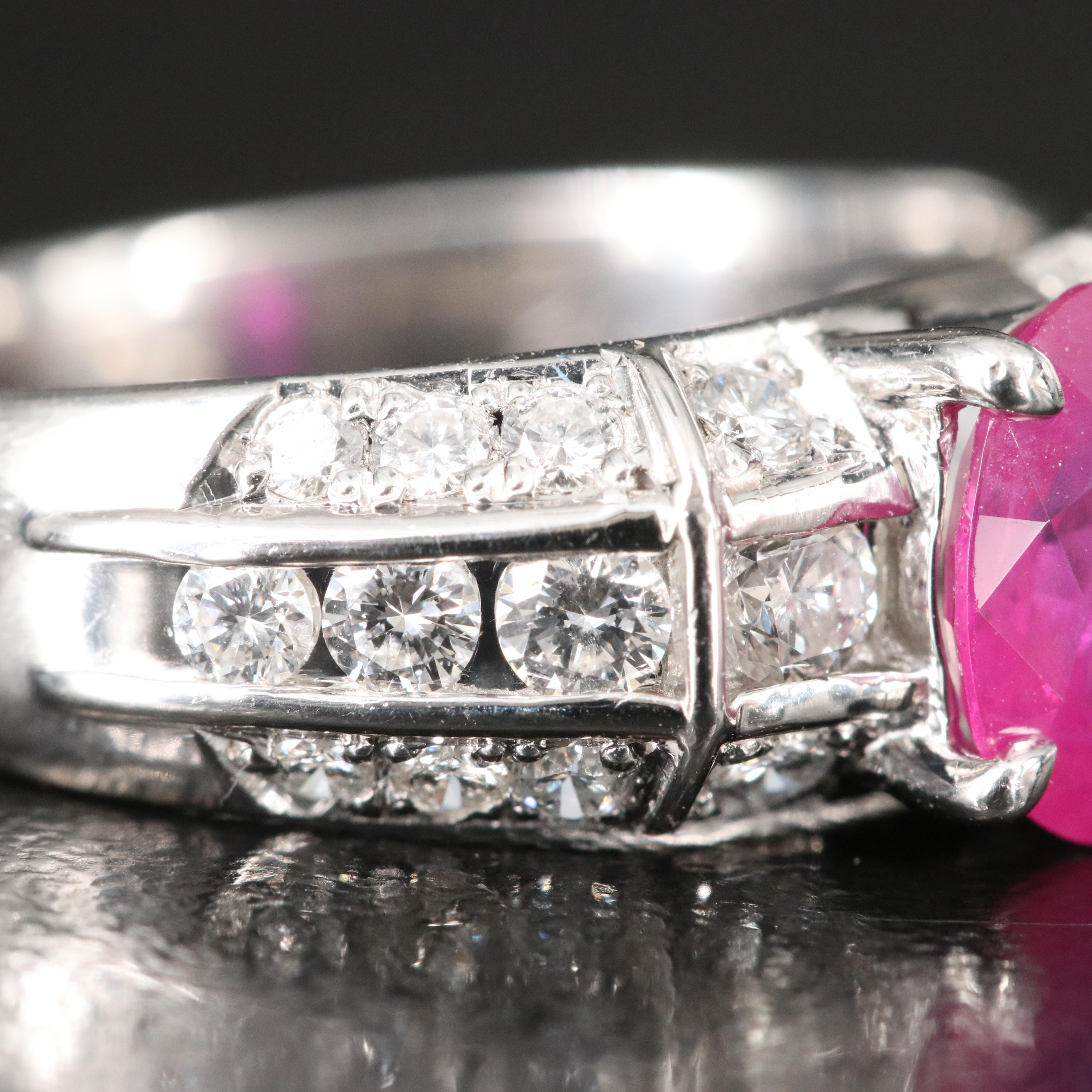 Platinum 1.18 CT Kenyan Ruby and Diamond Ring with GIA Report | EBTH