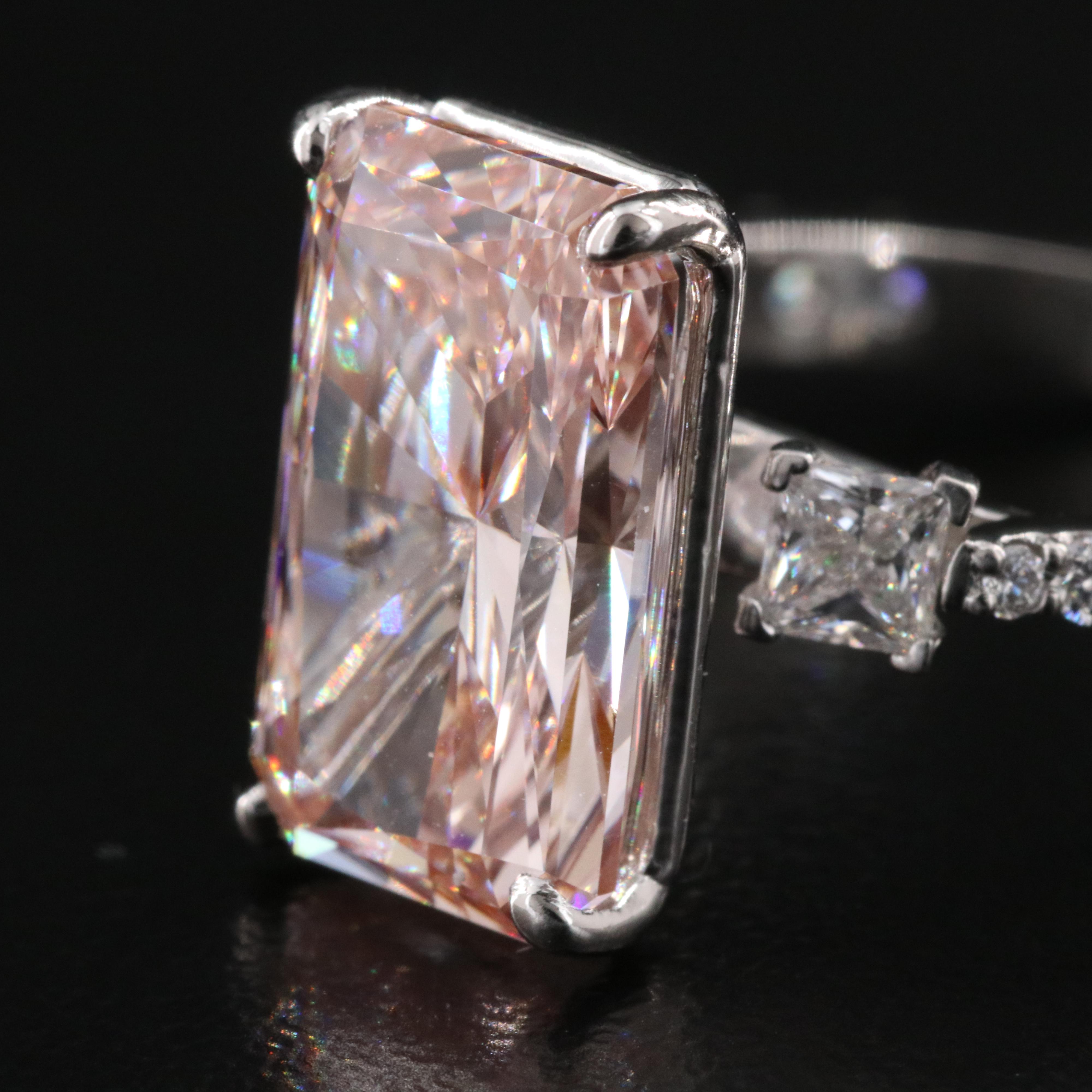 Platinum 5.90 CTW Fancy Intense Pink Lab Grown Diamond Ring with IGI ...