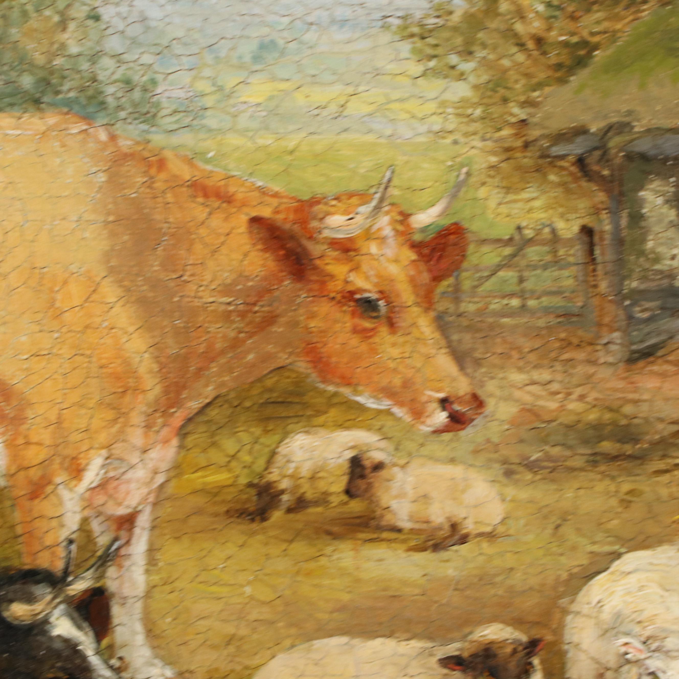 Edwin Frederick Holt Farm Scene Oil Painting, 1890 | EBTH