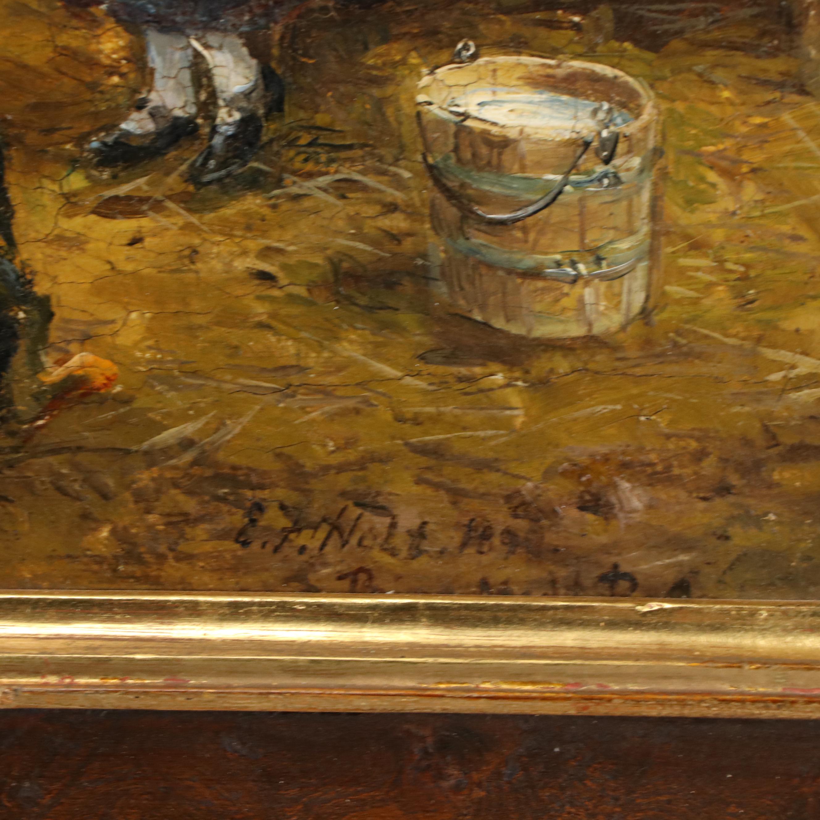 Edwin Frederick Holt Farm Scene Oil Painting, 1890 | EBTH