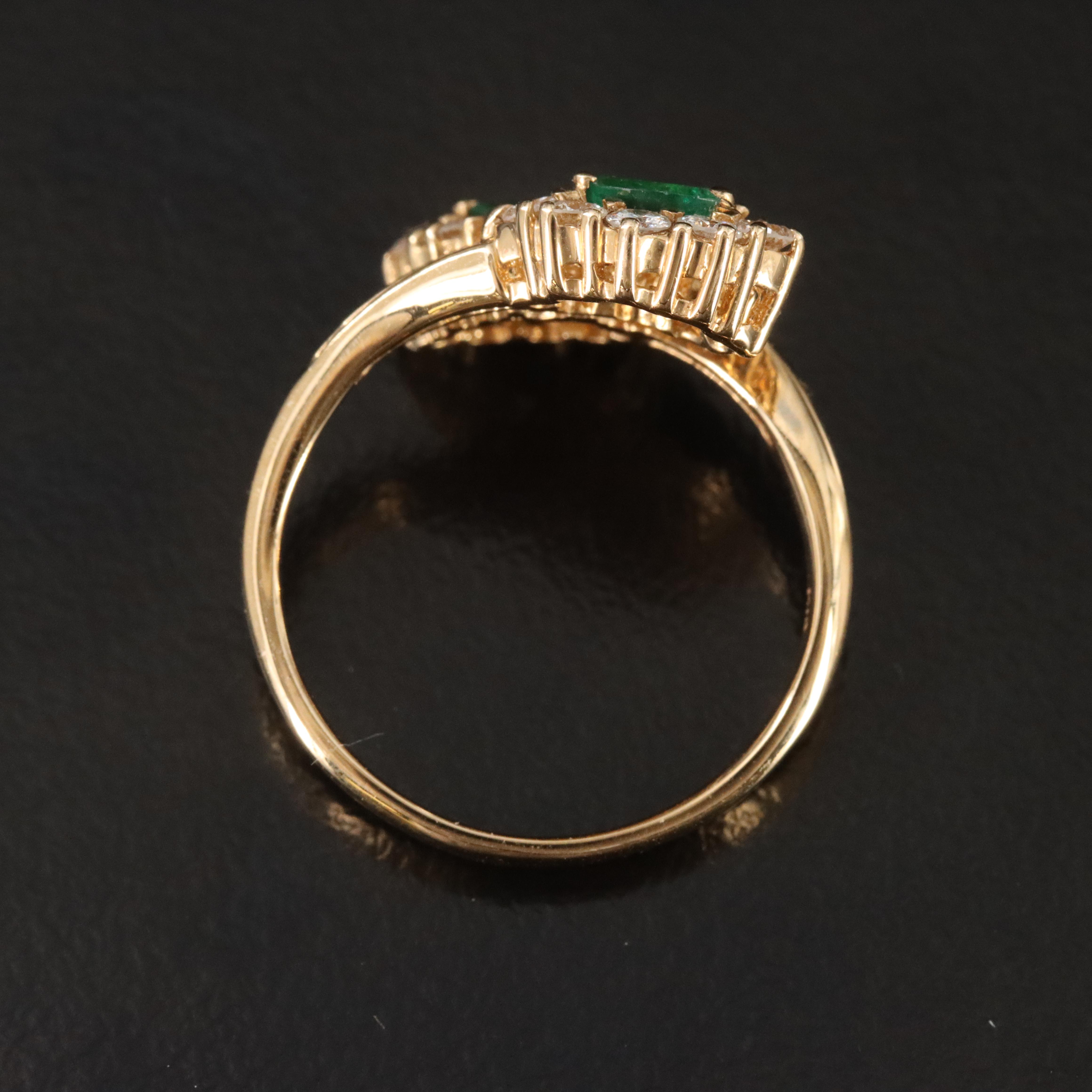 18K Emerald and Diamond Bypass Ring | EBTH