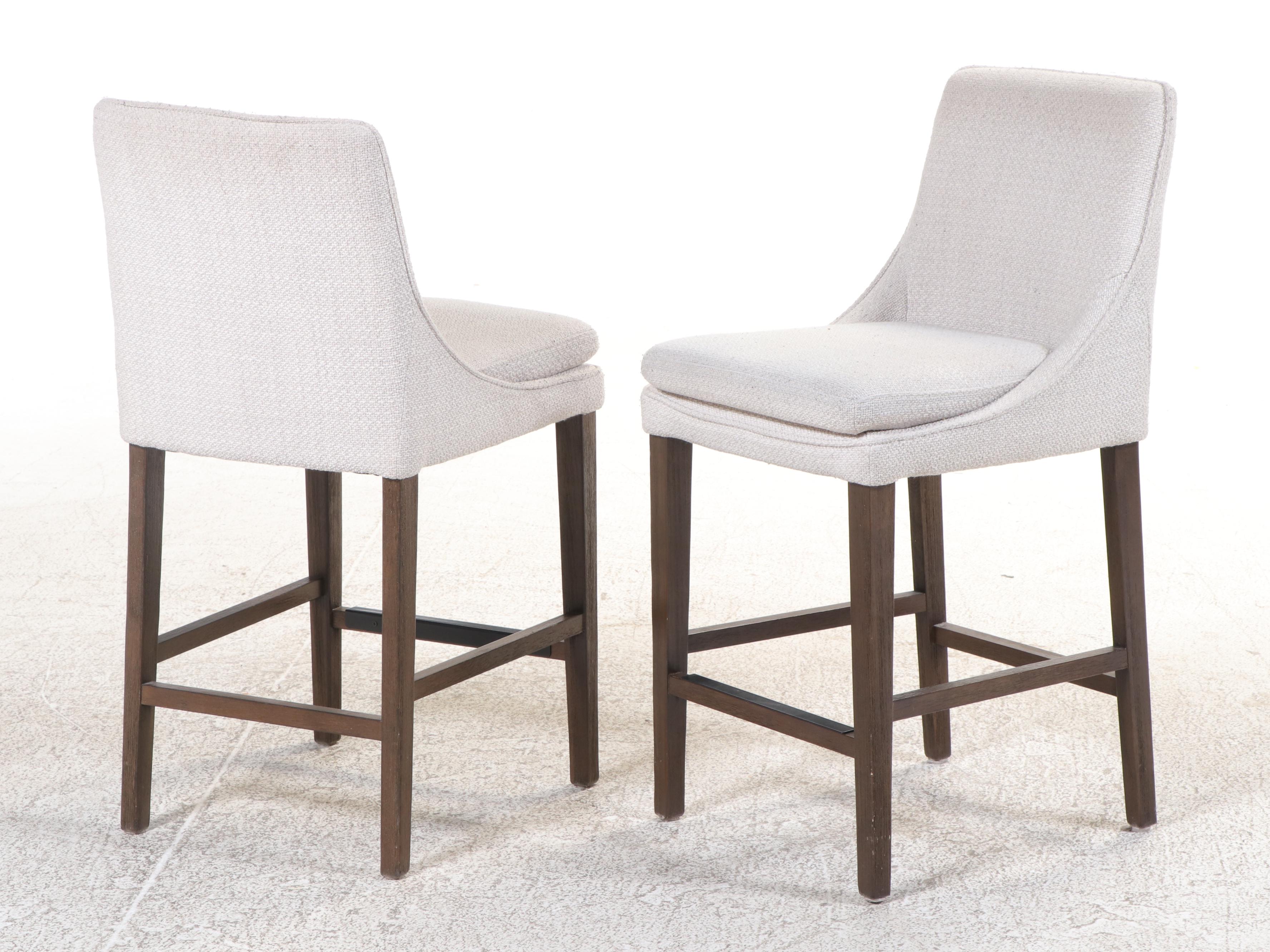 Four Arhaus Furniture Upholstered Hardwood Counter Stools | EBTH