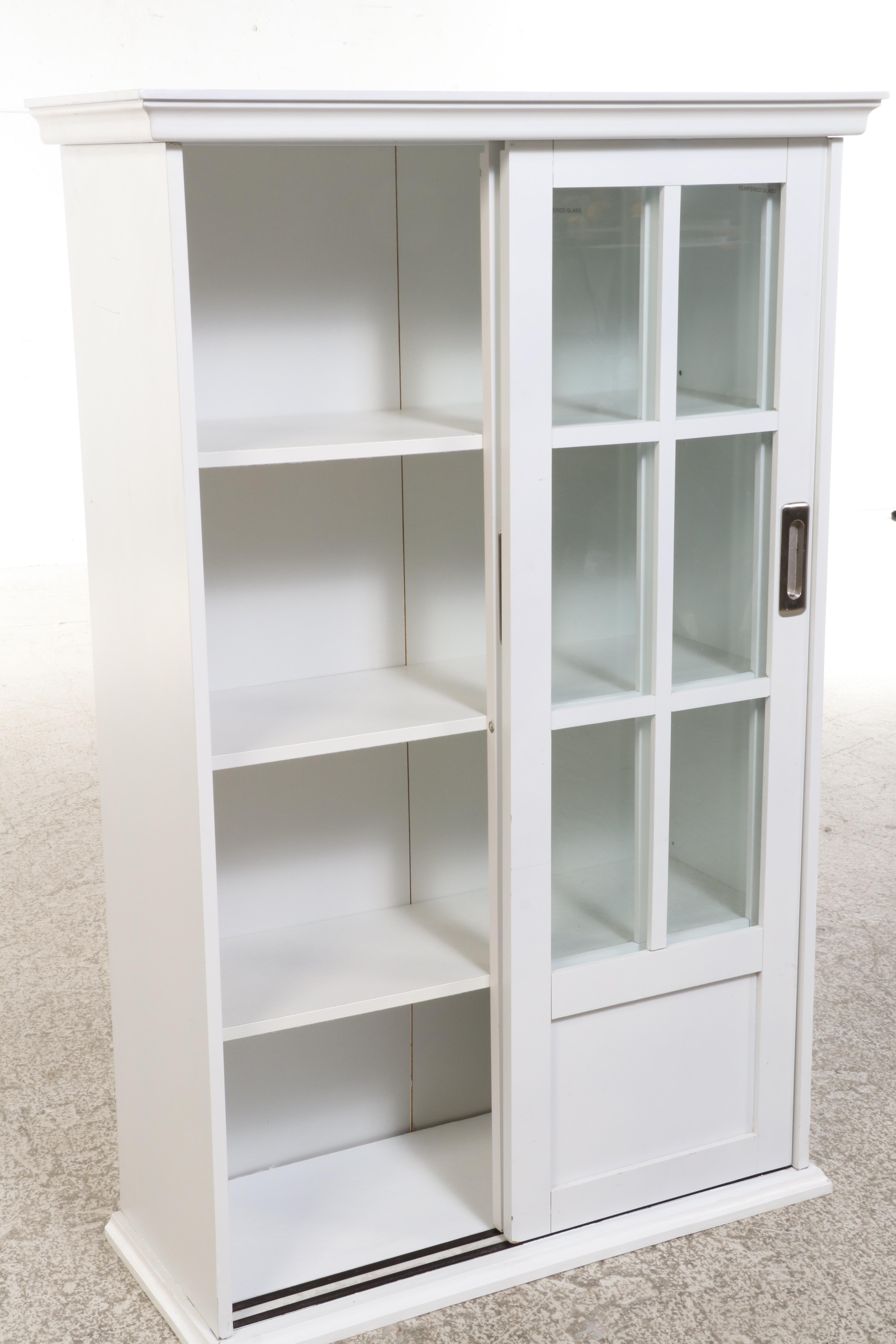 Contemporary White Sliding-Door Bookcase | EBTH