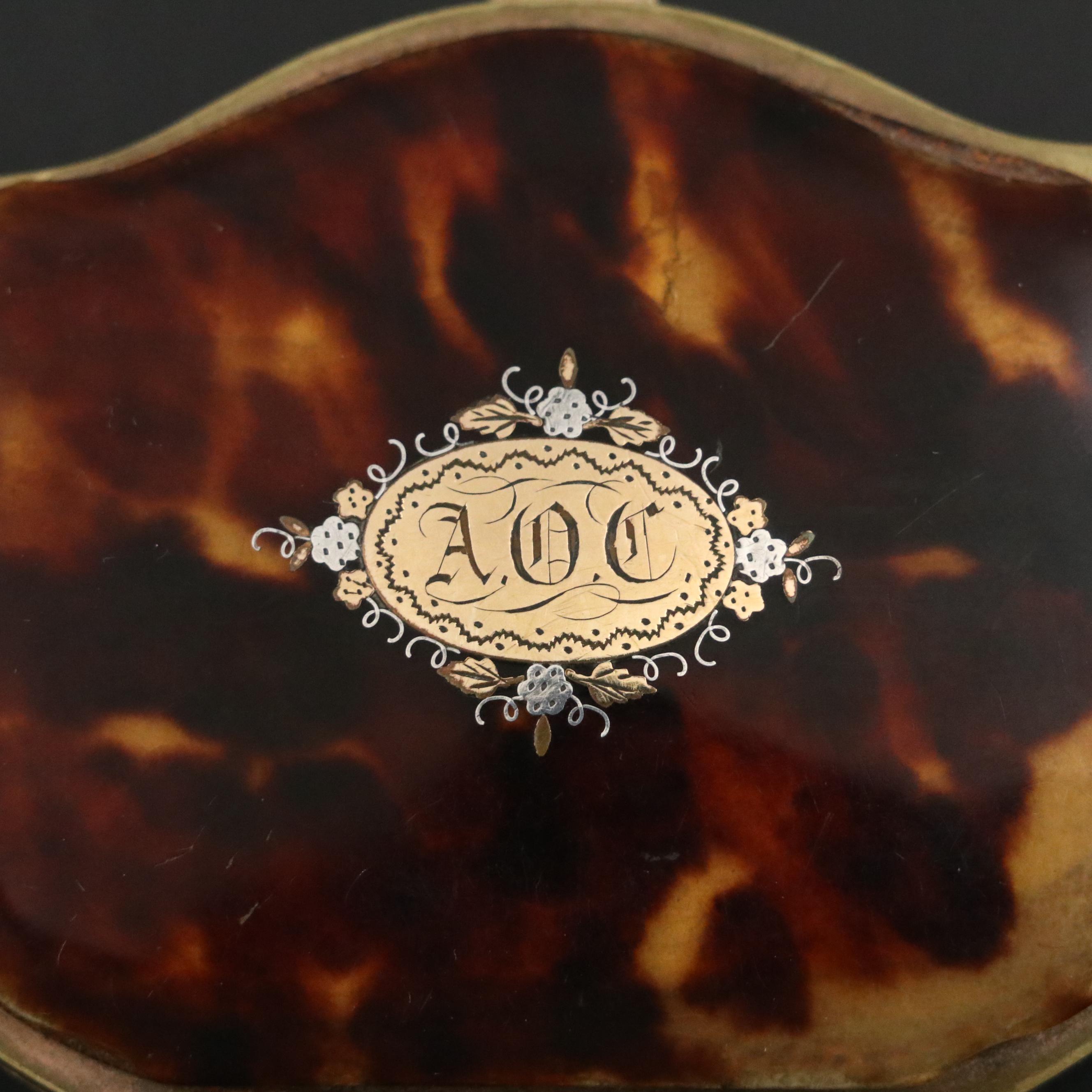French Napoleon III Tortoiseshell Coin Purse with Monogram Cartouche ...