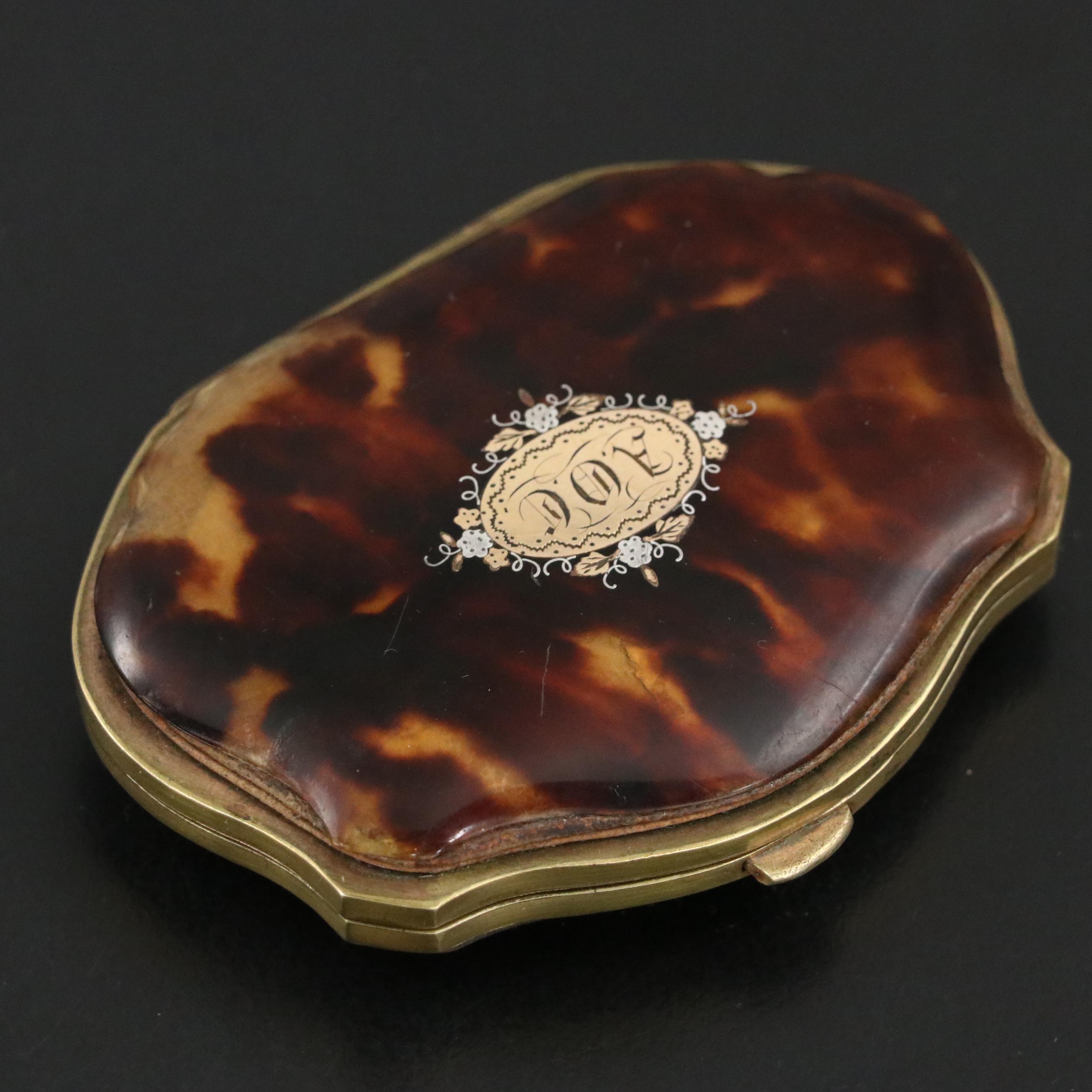 French Napoleon III Tortoiseshell Coin Purse with Monogram Cartouche ...