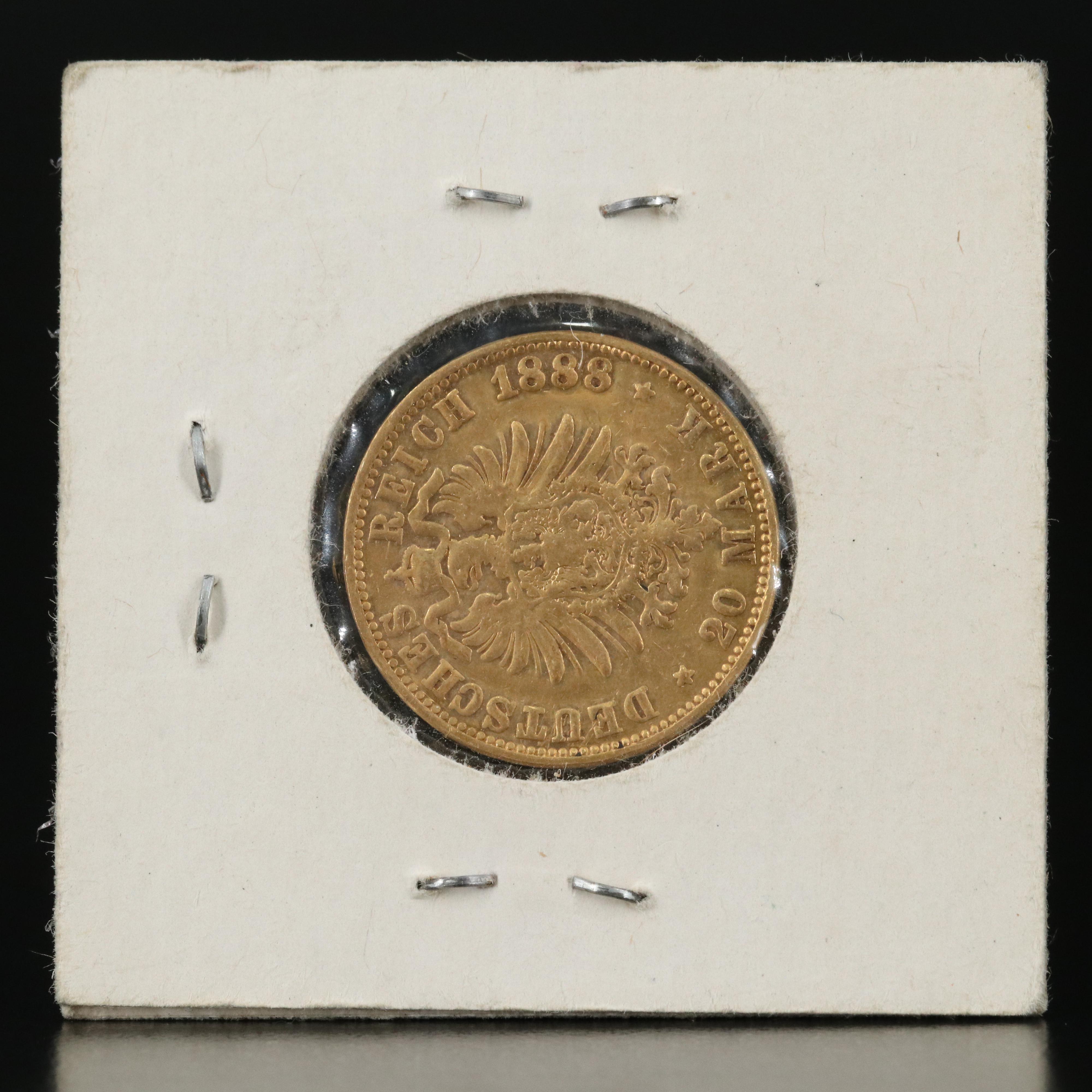 1888-A Prussia 20 Mark Gold Coin | EBTH