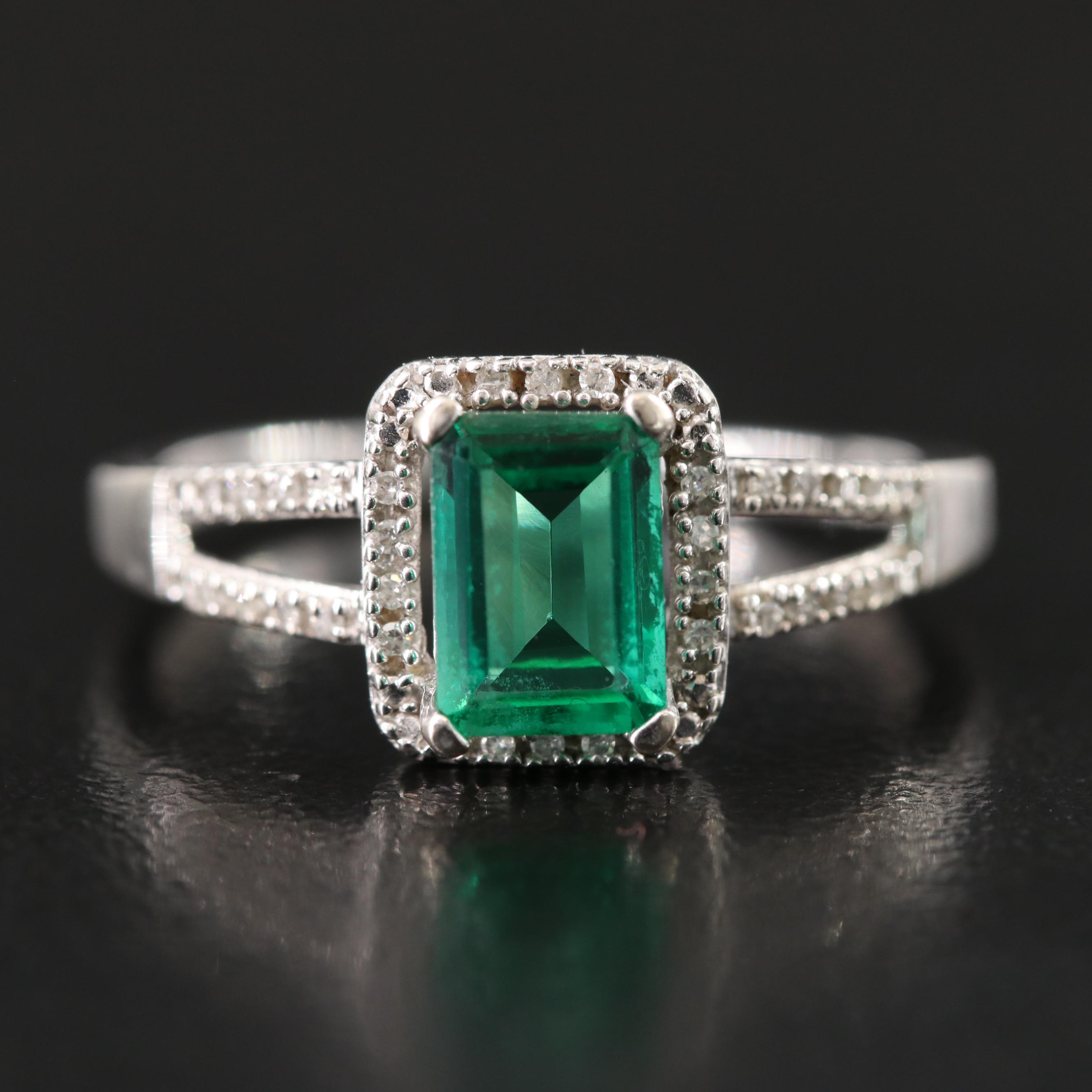 10K Emerald and Diamond Ring | EBTH