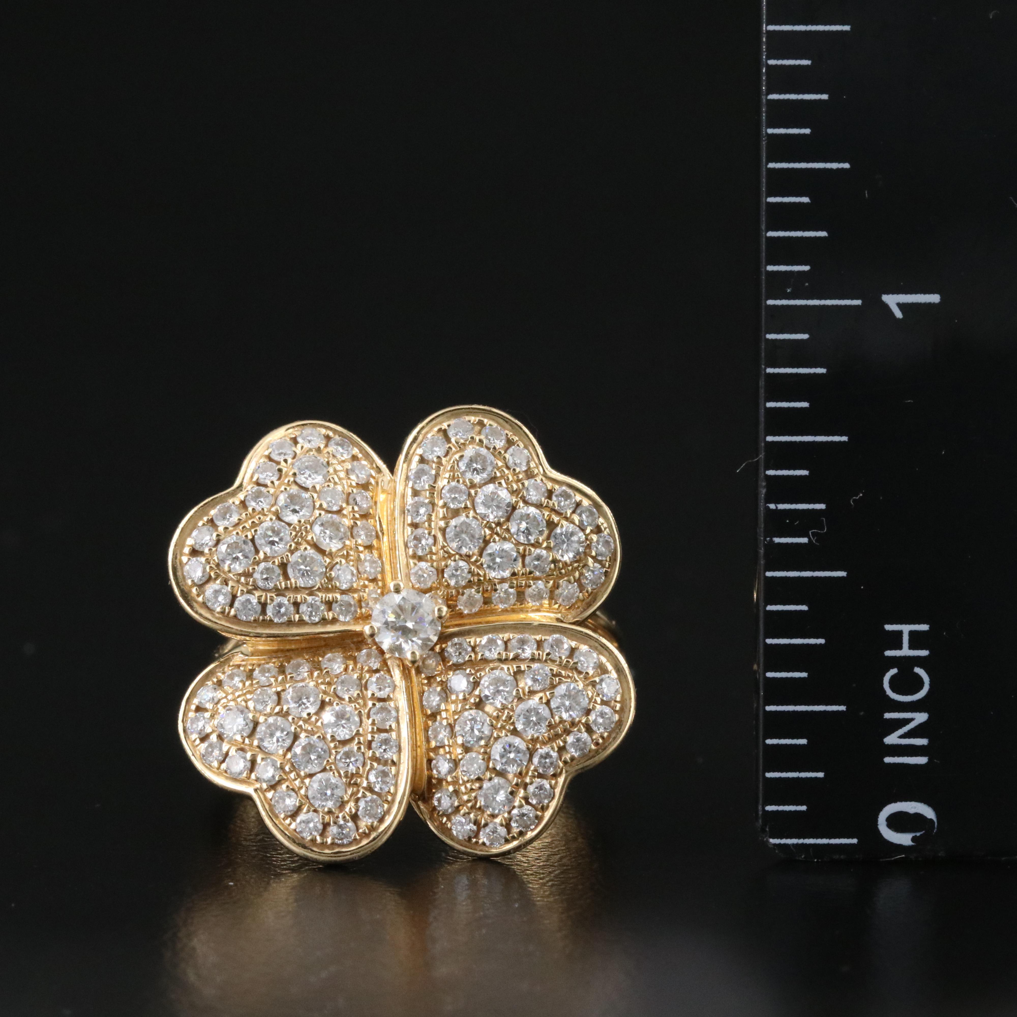 18K 1.24 CTW Diamond Four-Leaf Clover Ring | EBTH