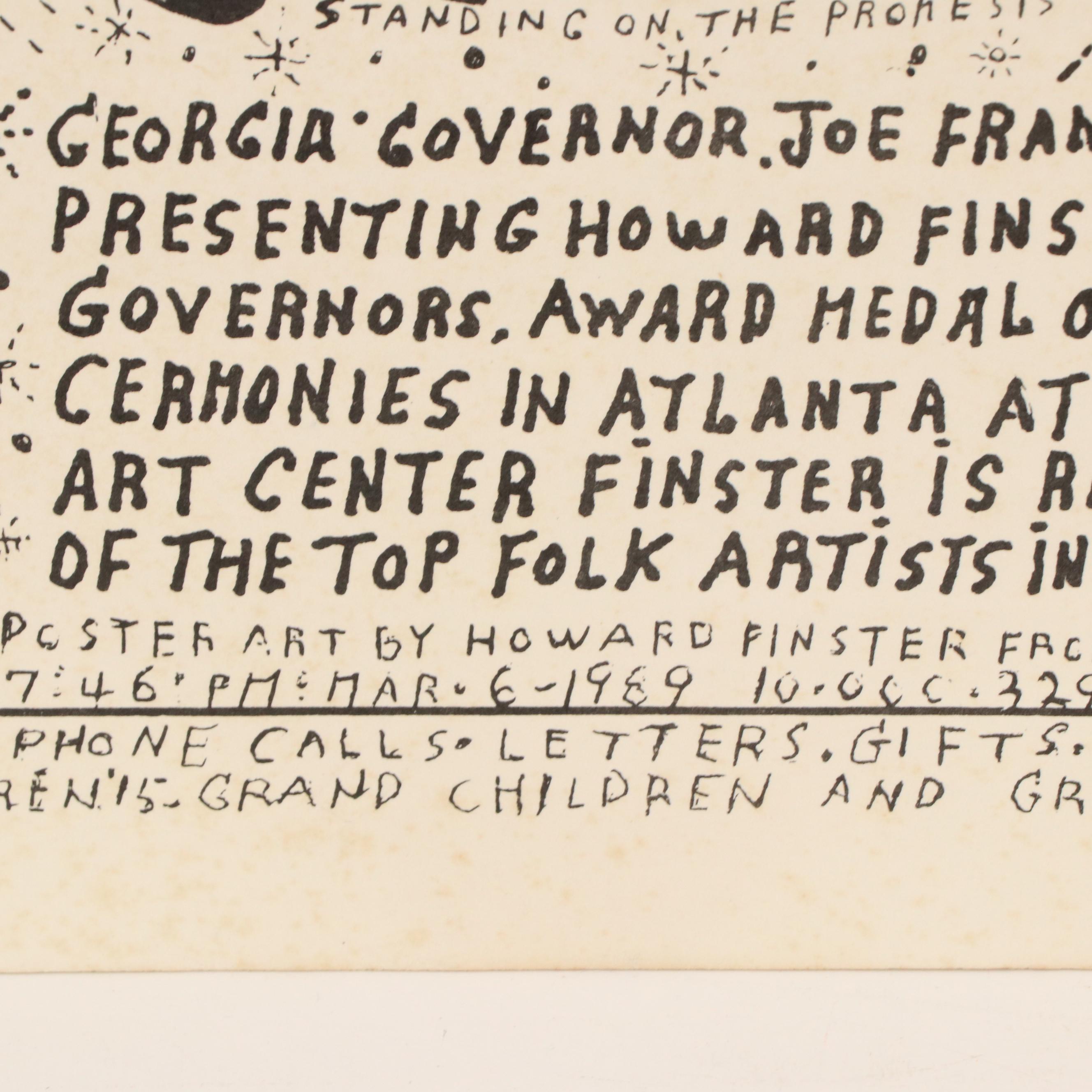 Howard Finster Halftone Poster for Governor's Award, 1989 | EBTH