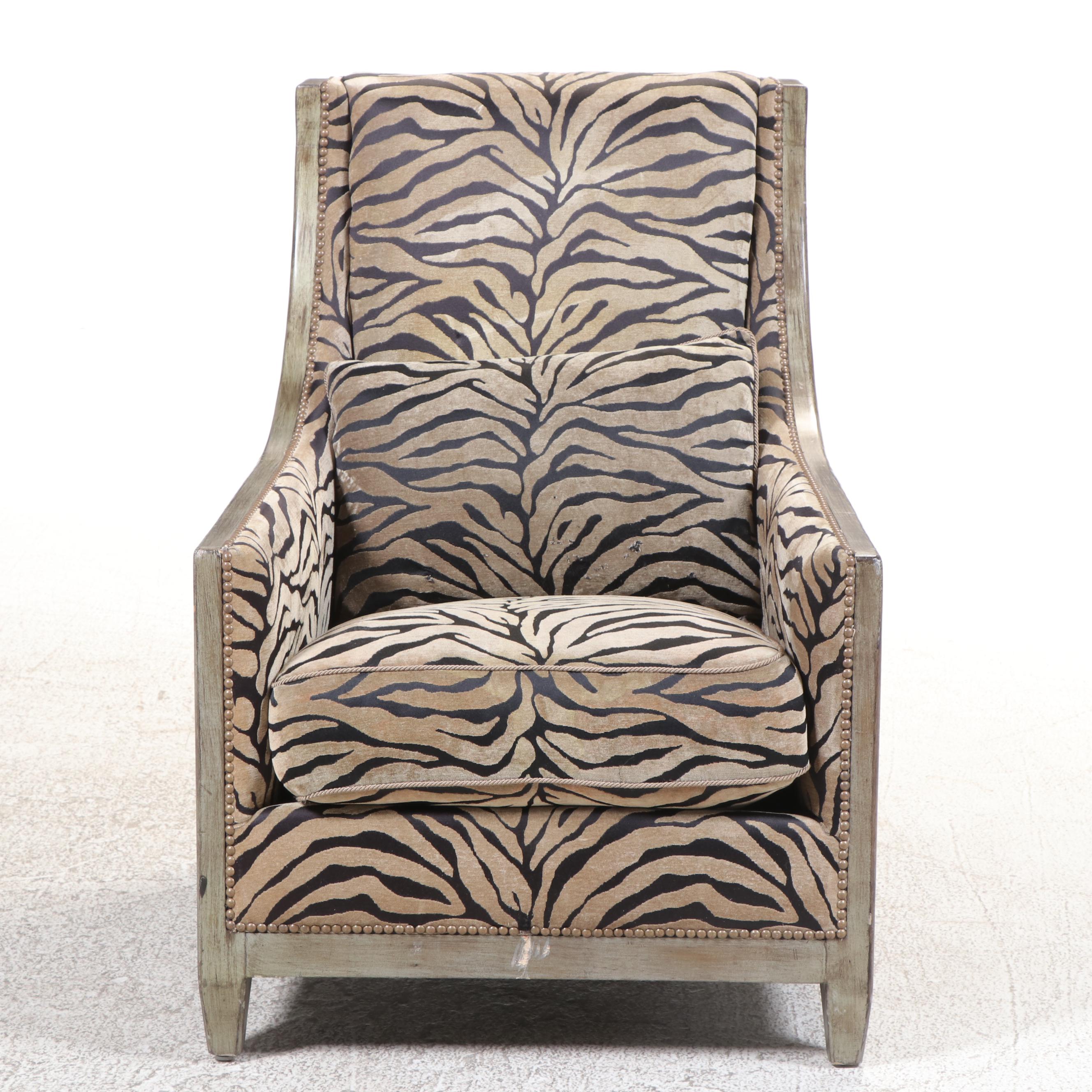 Paul Robert Contemporary Zebra Print Slipper Chair | EBTH